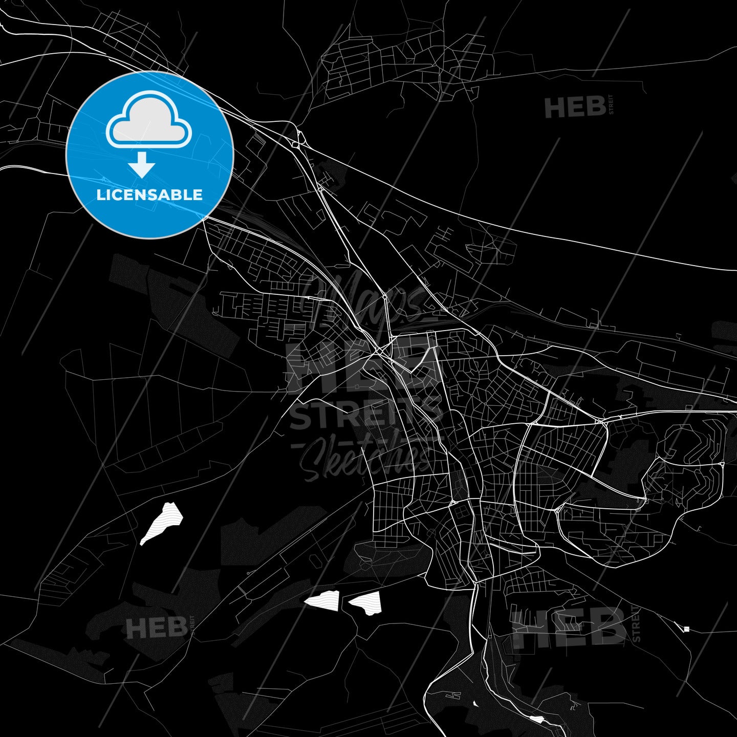 Pleven, Bulgaria Pdf Vector Map Black And White – HEBSTREITS