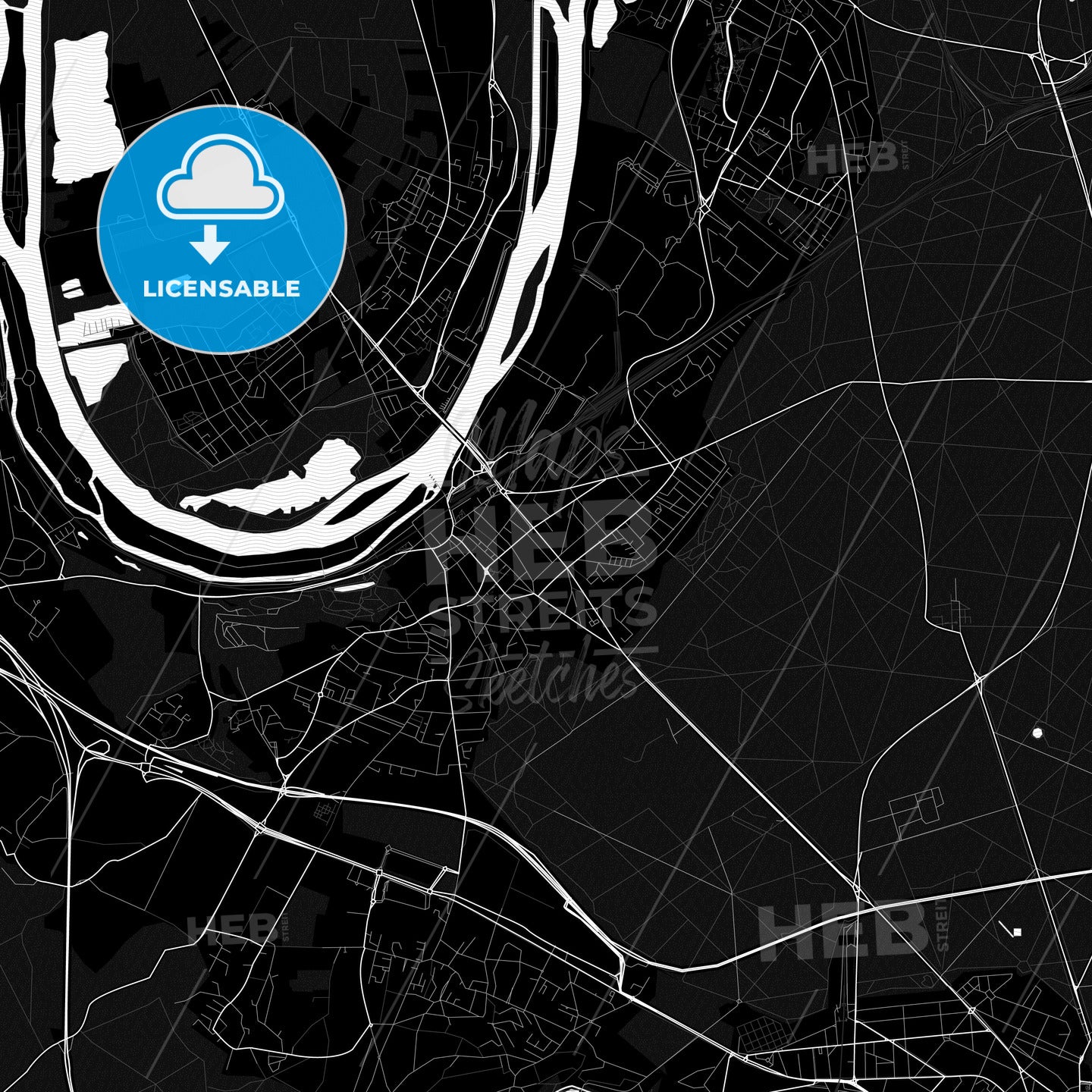 Poissy, France Pdf Vector Map Black And White – HEBSTREITS