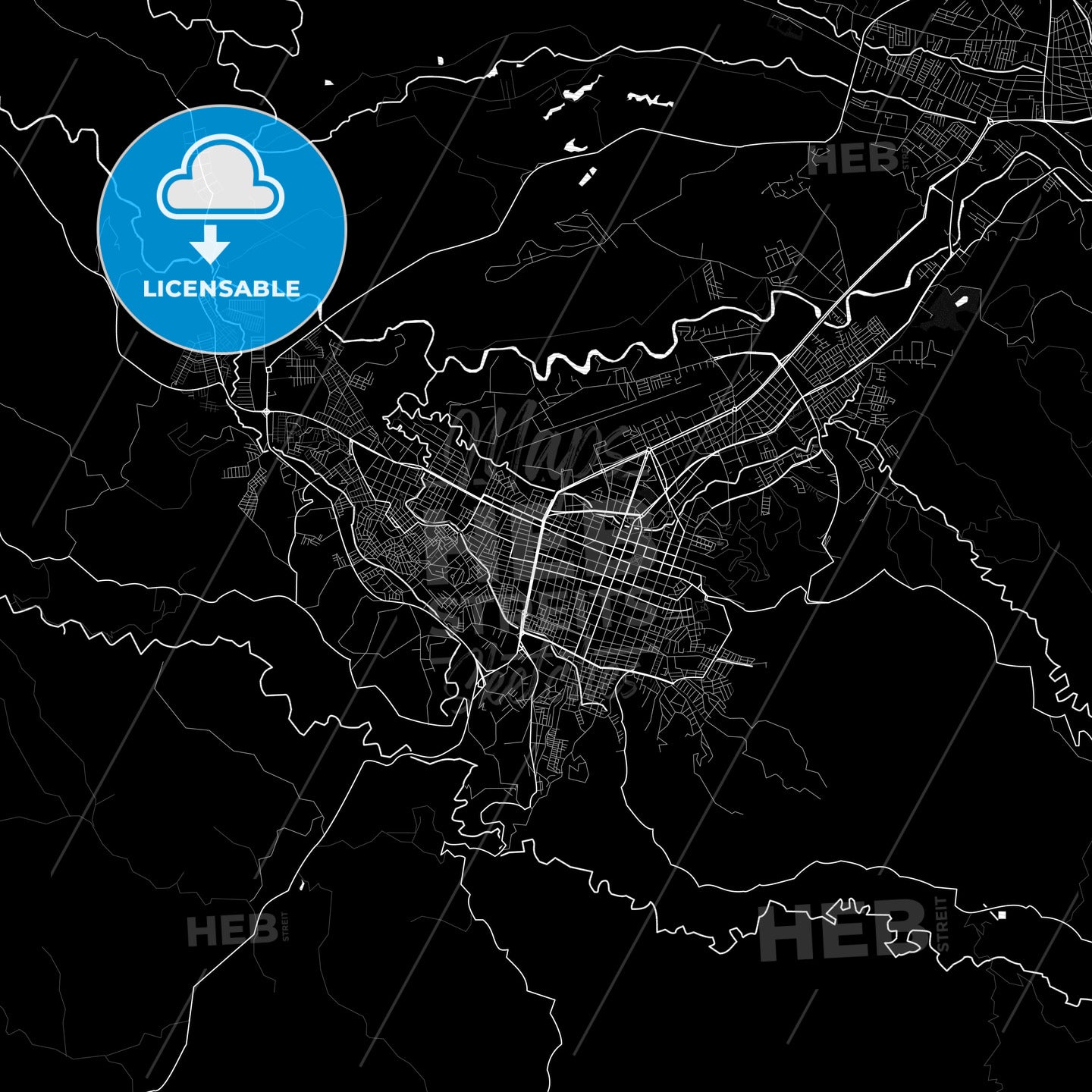 Popayan, Colombia Pdf Vector Map Black And White – HEBSTREITS