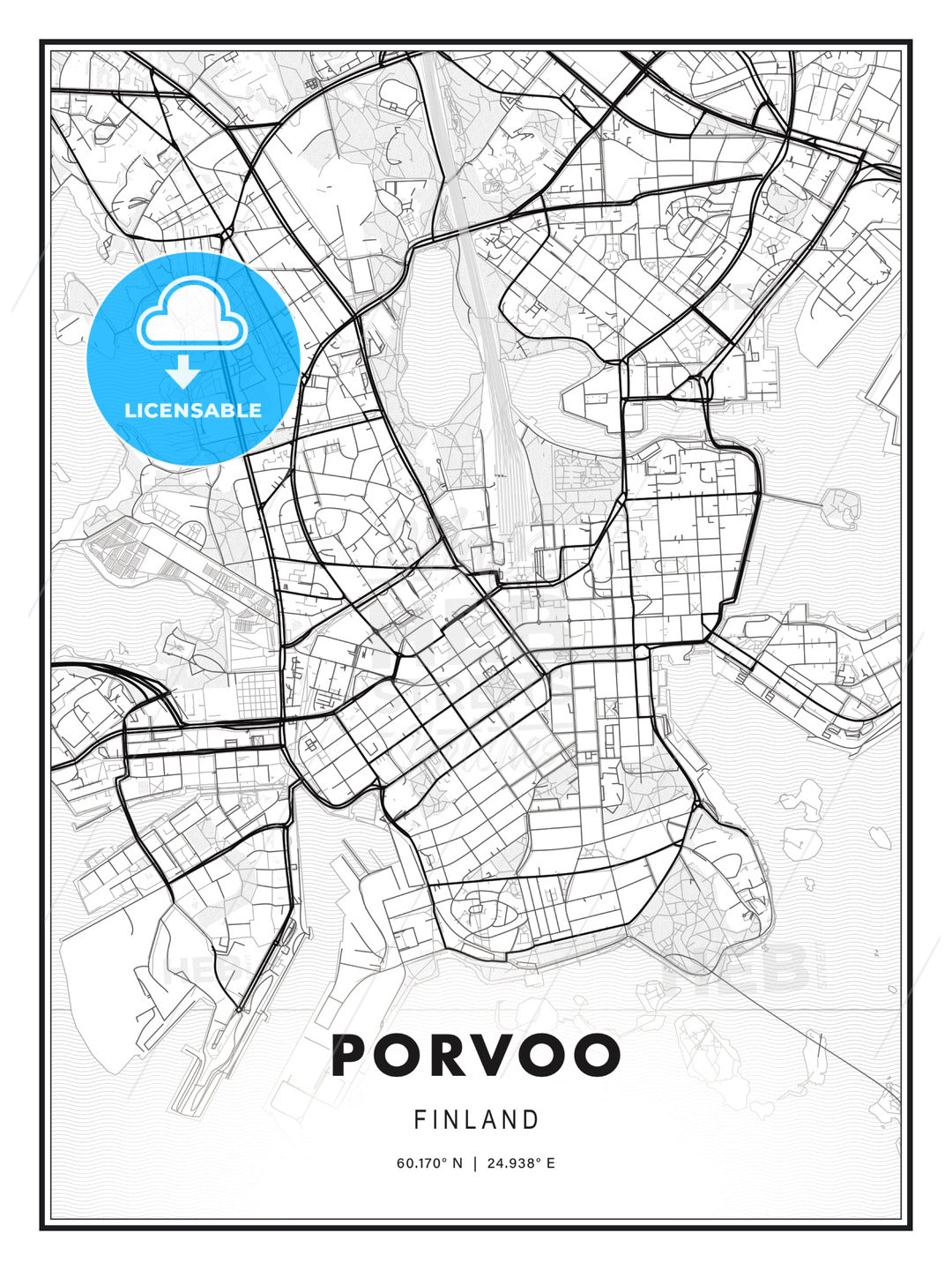 Porvoo, Finland, Modern Map Print Template in Various Formats - HEBSTREITS