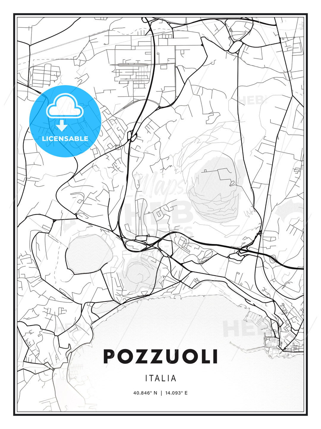 Pozzuoli, Italy, Modern Map Print Template in Various Formats - HEBSTREITS