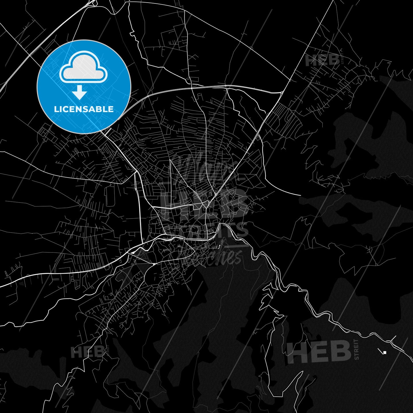 Prizreni / Prizren, Kosovo Pdf Vector Map Black And White – HEBSTREITS