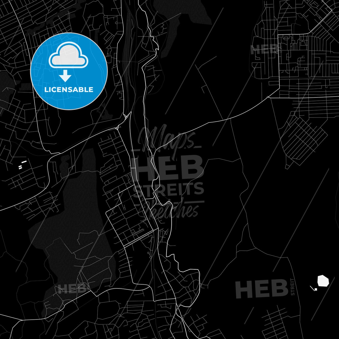 Prokopyevsk, Russia Pdf Vector Map Black And White – HEBSTREITS