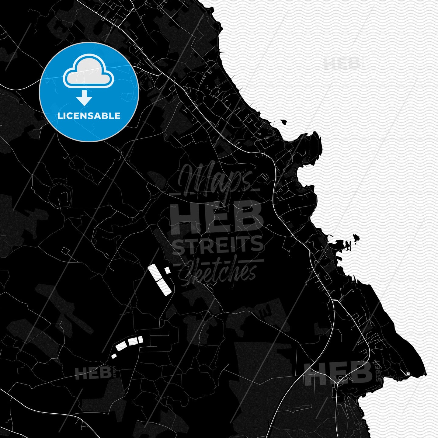 Protaras , Cyprus Pdf Vector Map Black And White – HEBSTREITS