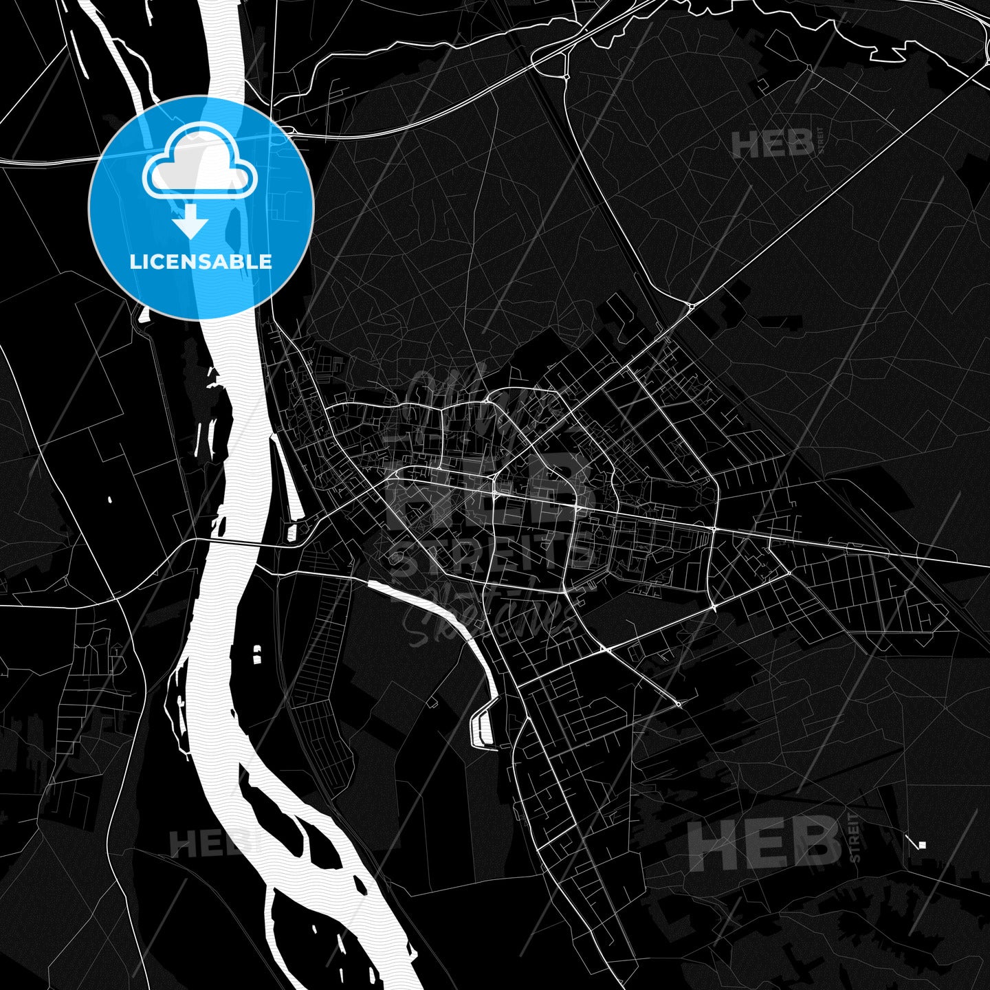 Puławy, Poland Pdf Vector Map Black And White – HEBSTREITS