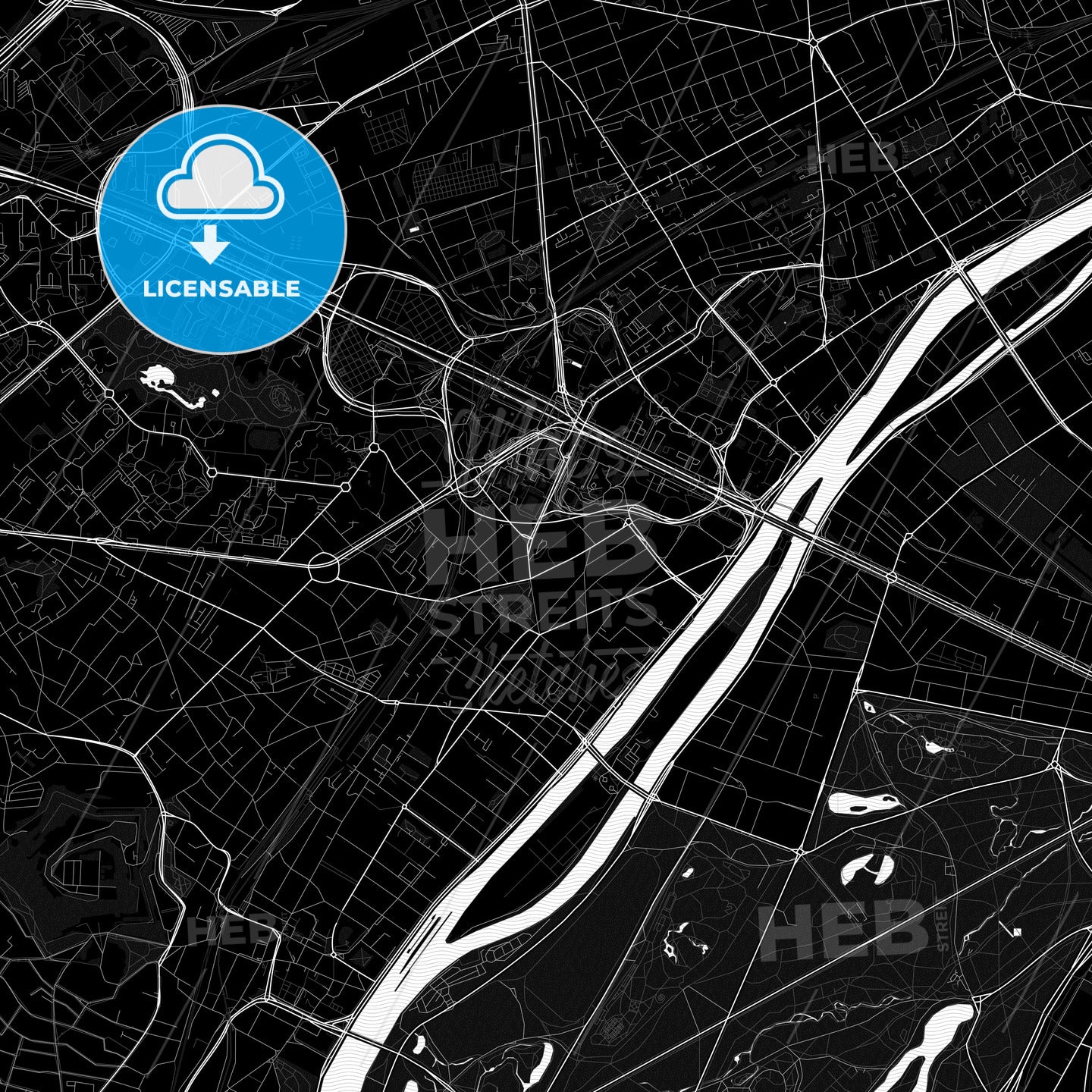 Puteaux, France Pdf Vector Map Black And White – HEBSTREITS