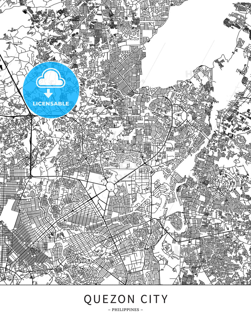 Quezon City, Philippines, Map Poster Borderless Print Template – HEBSTREITS