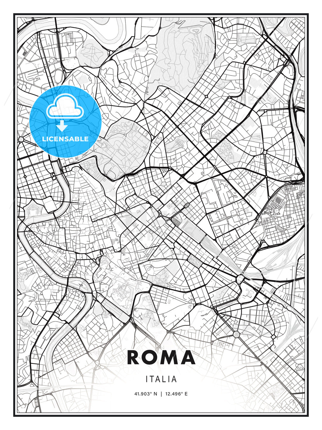 ROMA / Rome, Italy, Modern Map Print Template in Various Formats ...