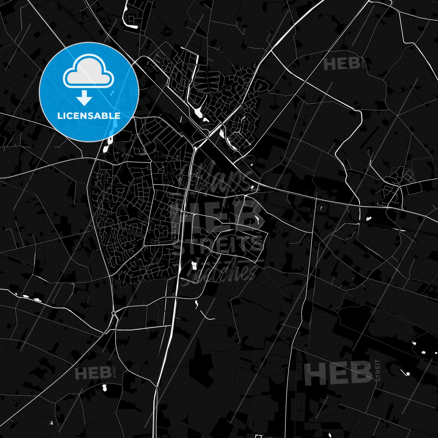 Raalte, Netherlands Pdf Vector Map Black And White – HEBSTREITS