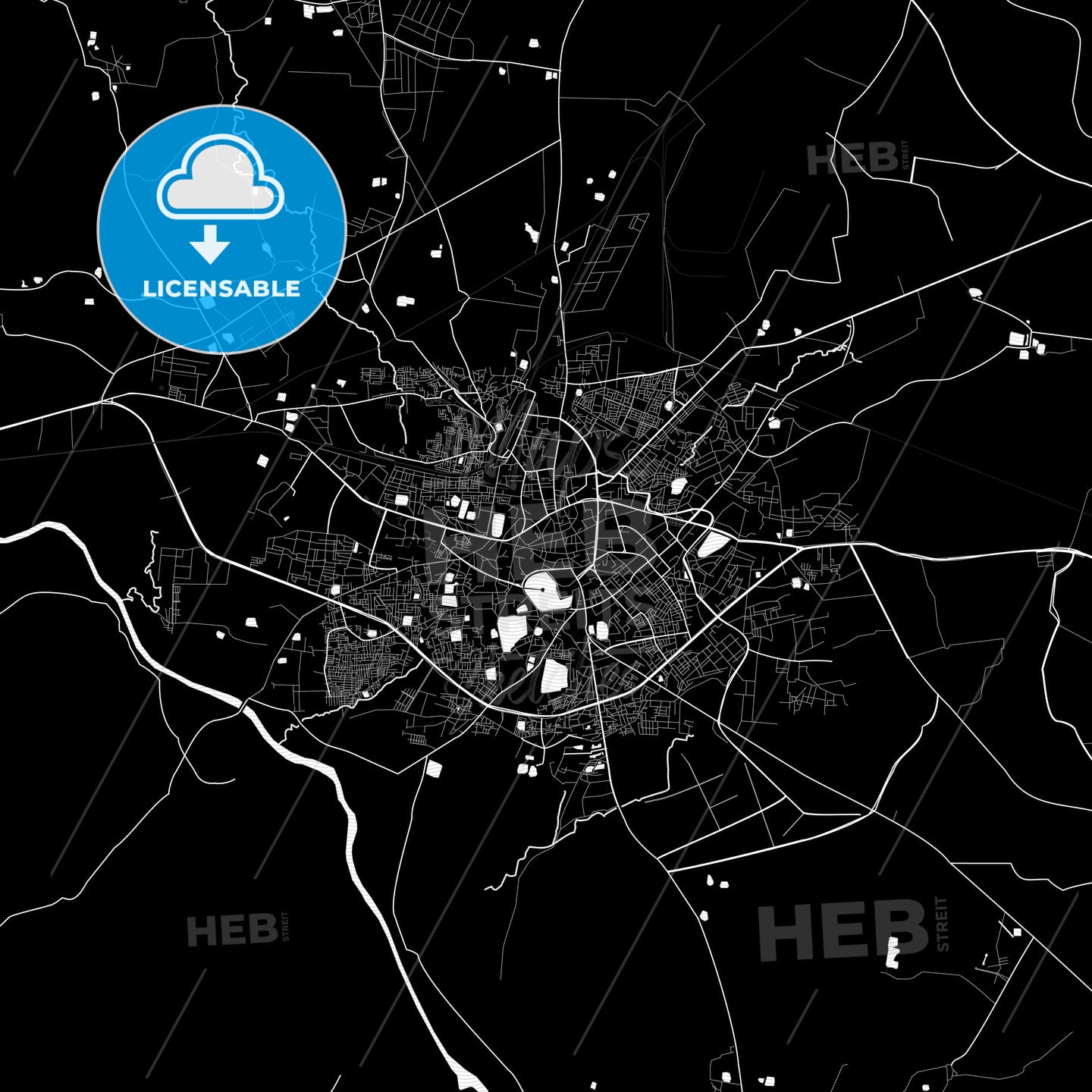 Raipur, India Pdf Vector Map Black And White – HEBSTREITS