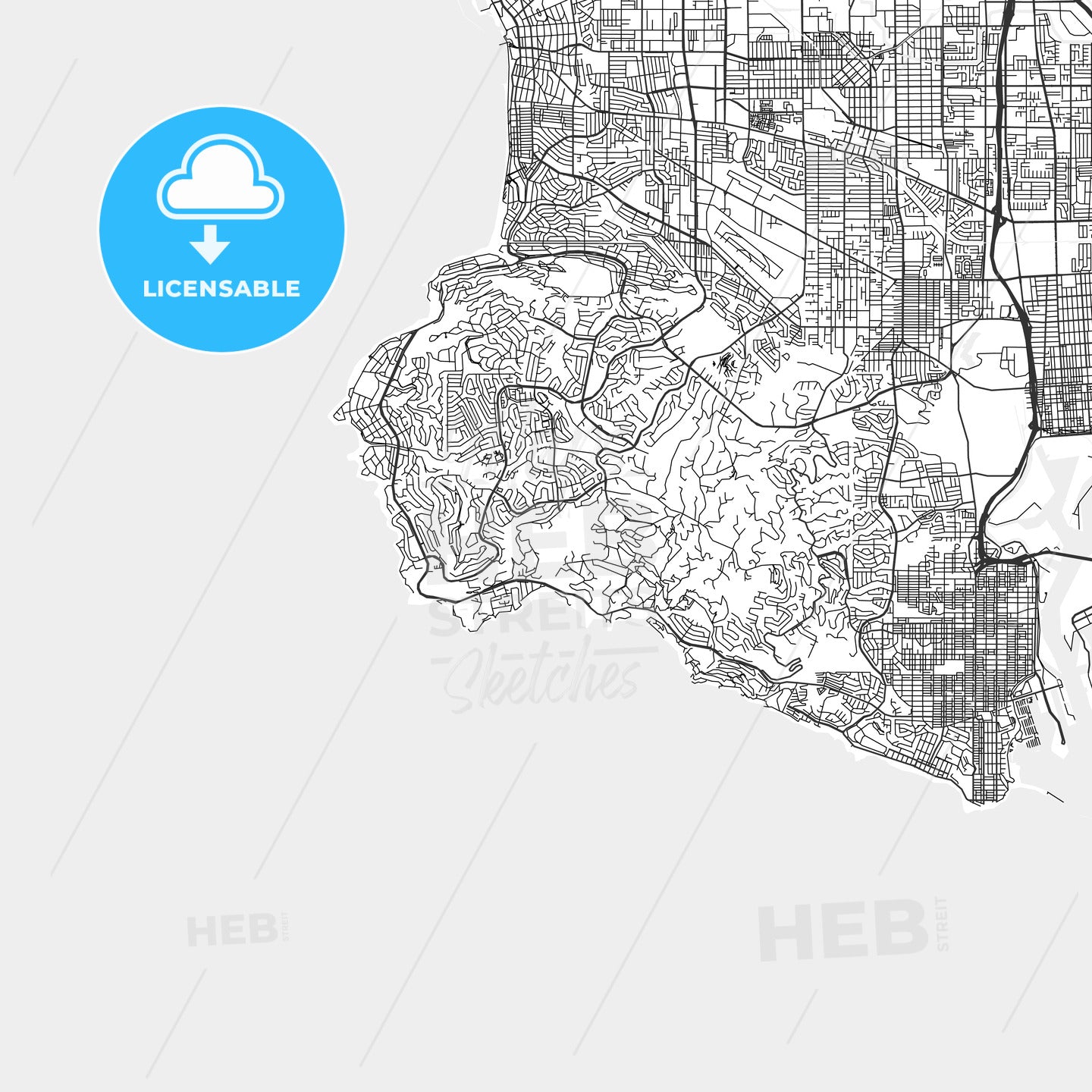 Rancho Palos Verdes, California - Area Map - Light – HEBSTREITS