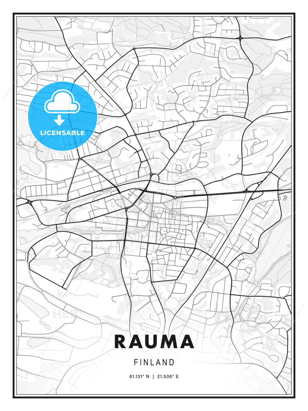 Rauma, Finland, Modern Map Print Template in Various Formats - HEBSTREITS