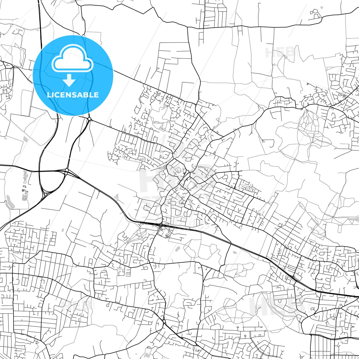 Rayleigh, England, Uk, Vector Map - Light – HEBSTREITS