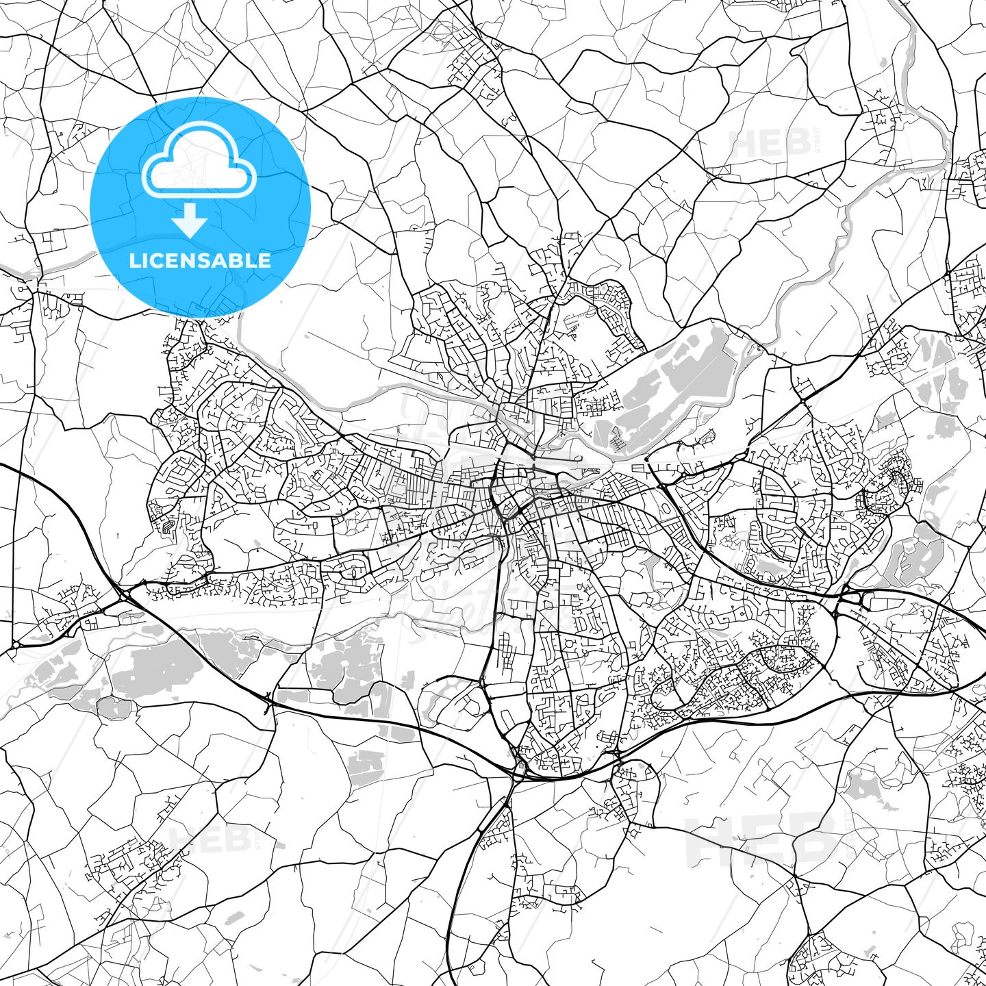 Reading, England, Uk, Vector Map - Light – HEBSTREITS
