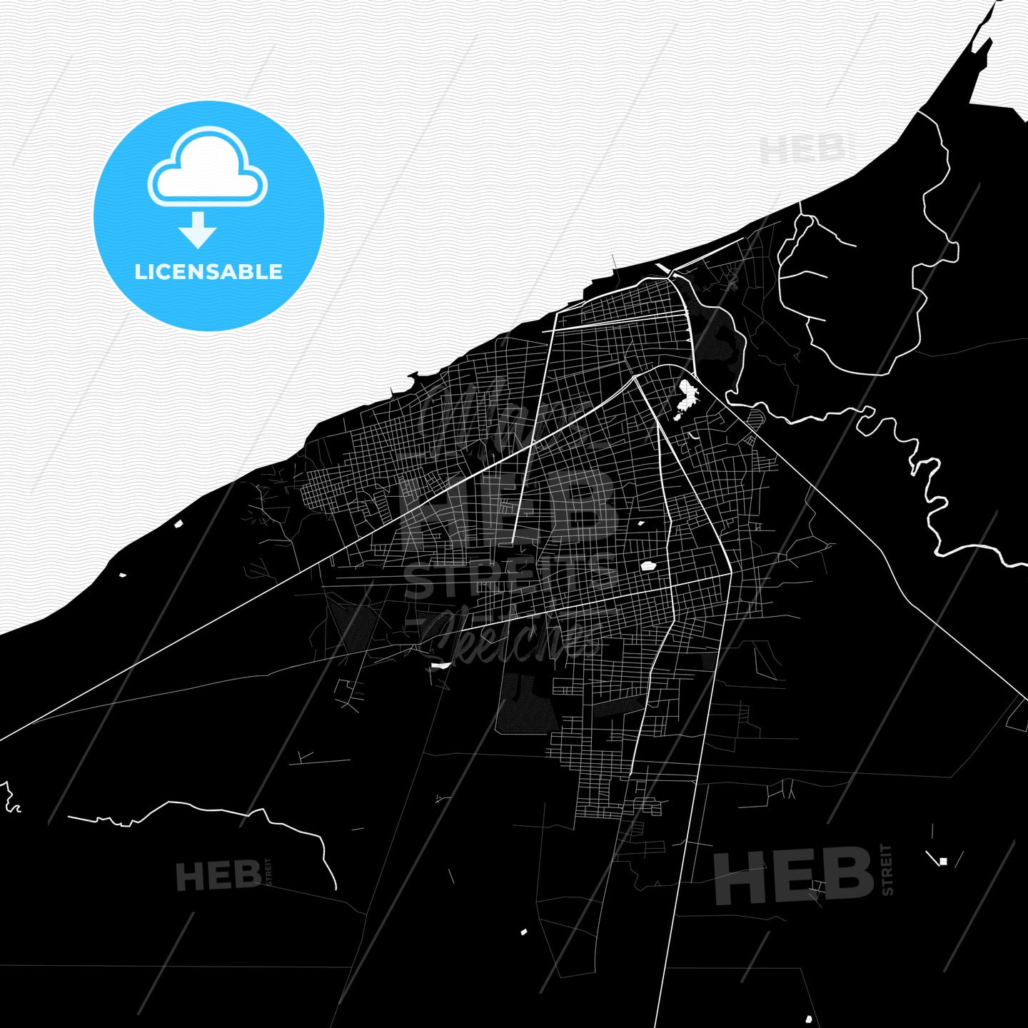 Riohacha, Colombia Pdf Vector Map Black And White – HEBSTREITS