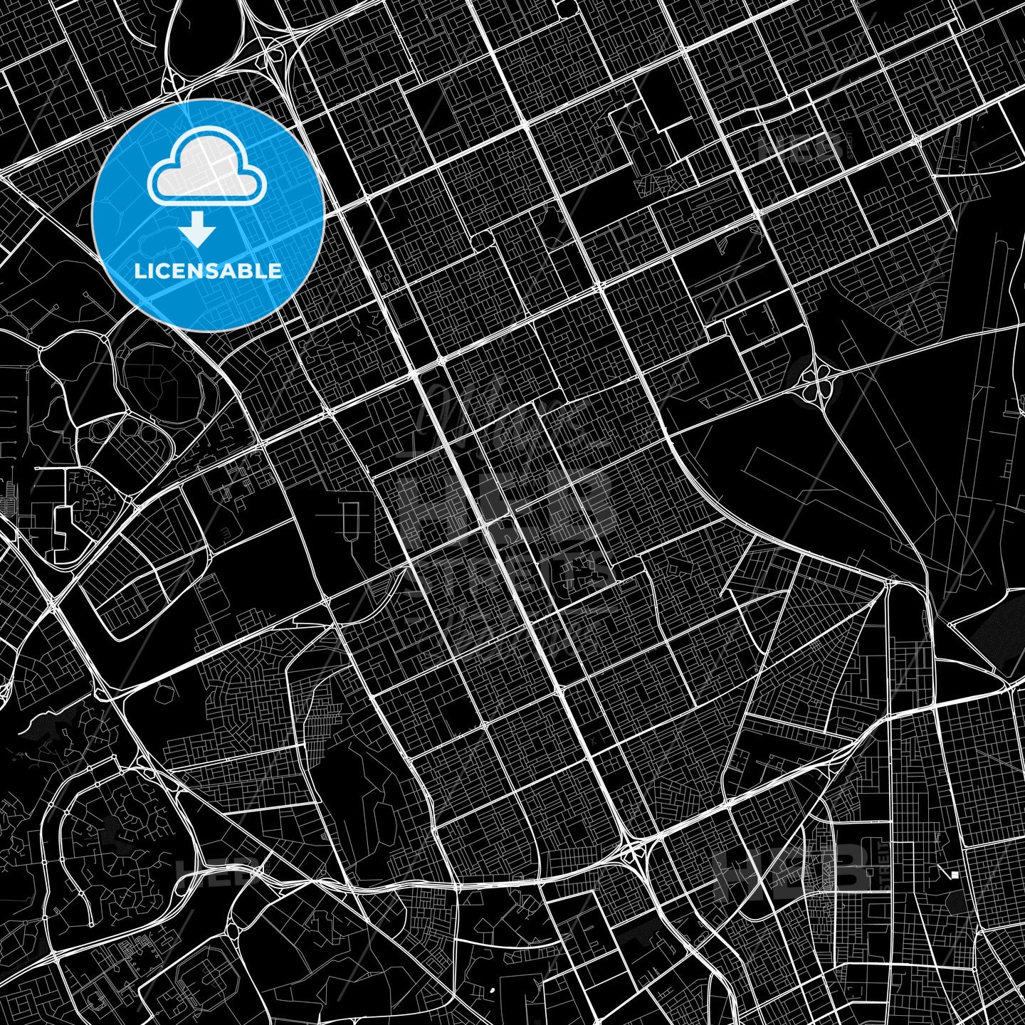 Riyadh, Saudi Arabia Pdf Vector Map Black And White – HEBSTREITS