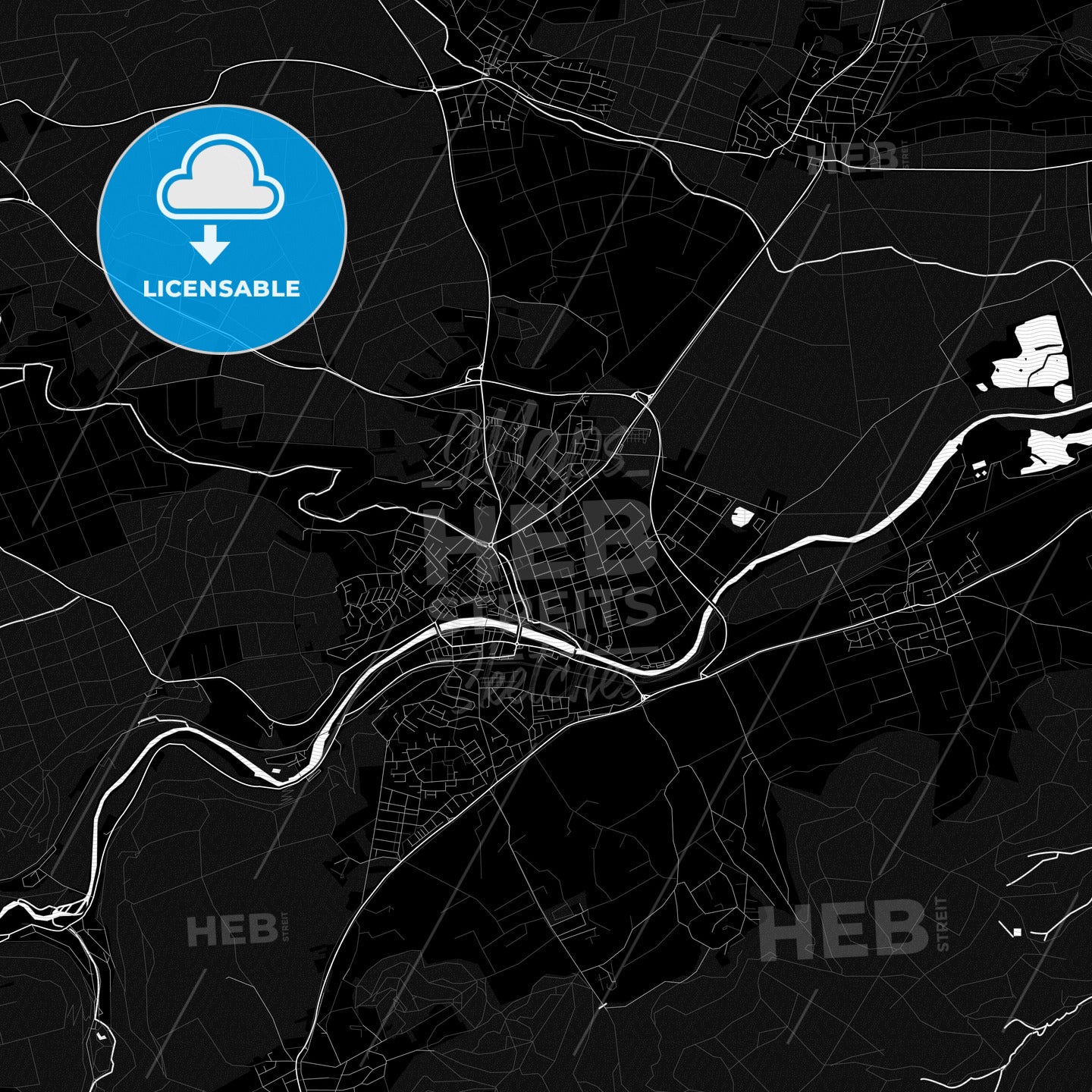 Rottenburg Am Neckar, Germany Pdf Vector Map Black And White – HEBSTREITS