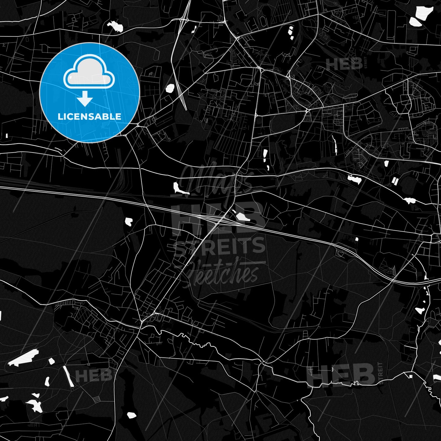 Ruda Śląska, Poland Pdf Vector Map Black And White – HEBSTREITS