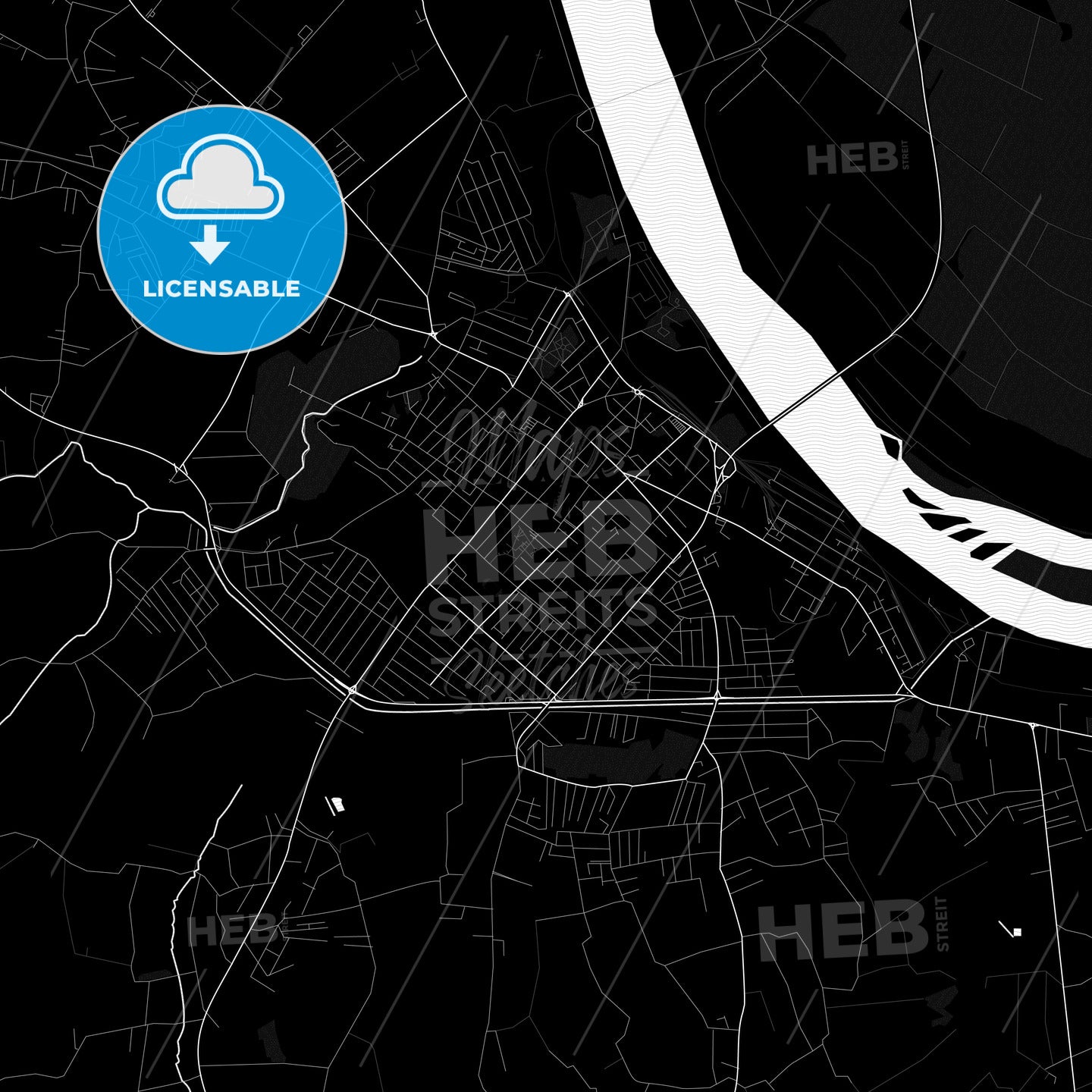 Šabac, Serbia Pdf Vector Map Black And White – HEBSTREITS