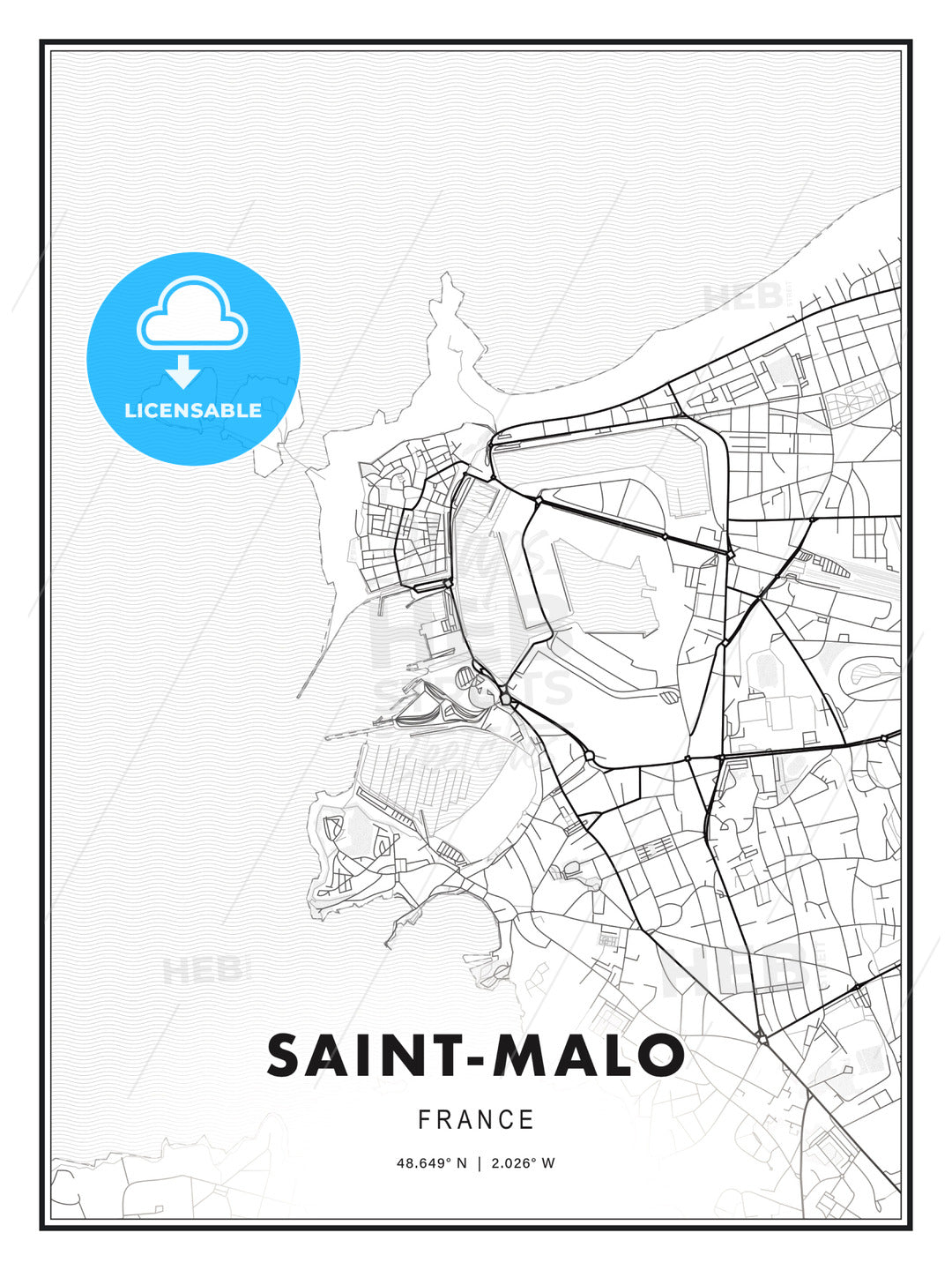 Saint-Malo, France, Modern Map Print Template in Various Formats ...