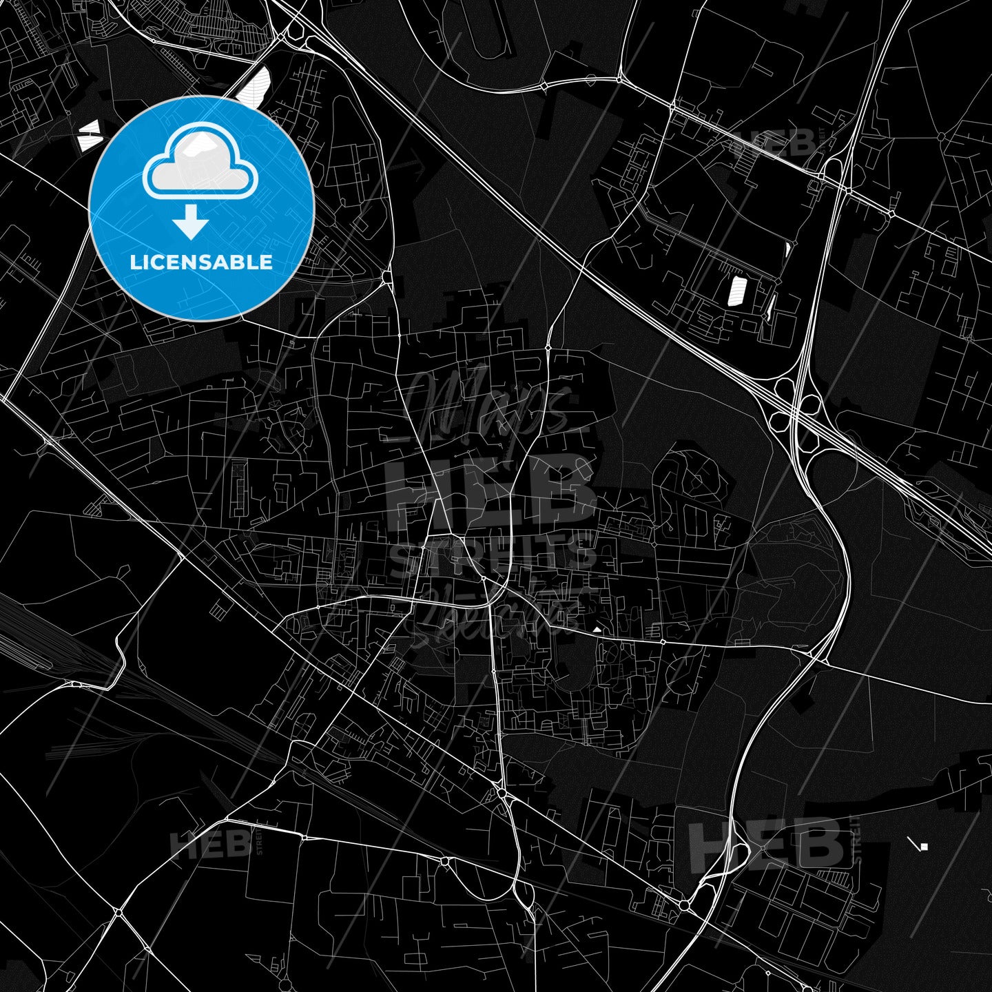 Saint-Priest, France Pdf Vector Map Black And White – HEBSTREITS