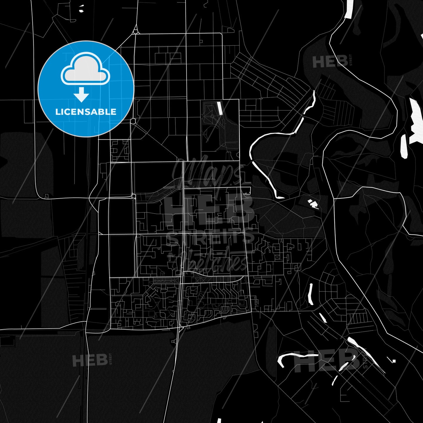 Salavat, Russia PDF vector map black and white - HEBSTREITS