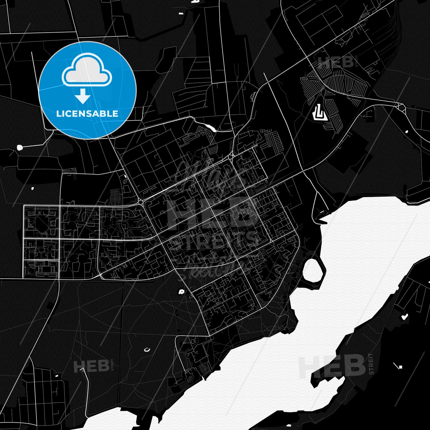 Salihorsk, Belarus Pdf Vector Map Black And White – HEBSTREITS