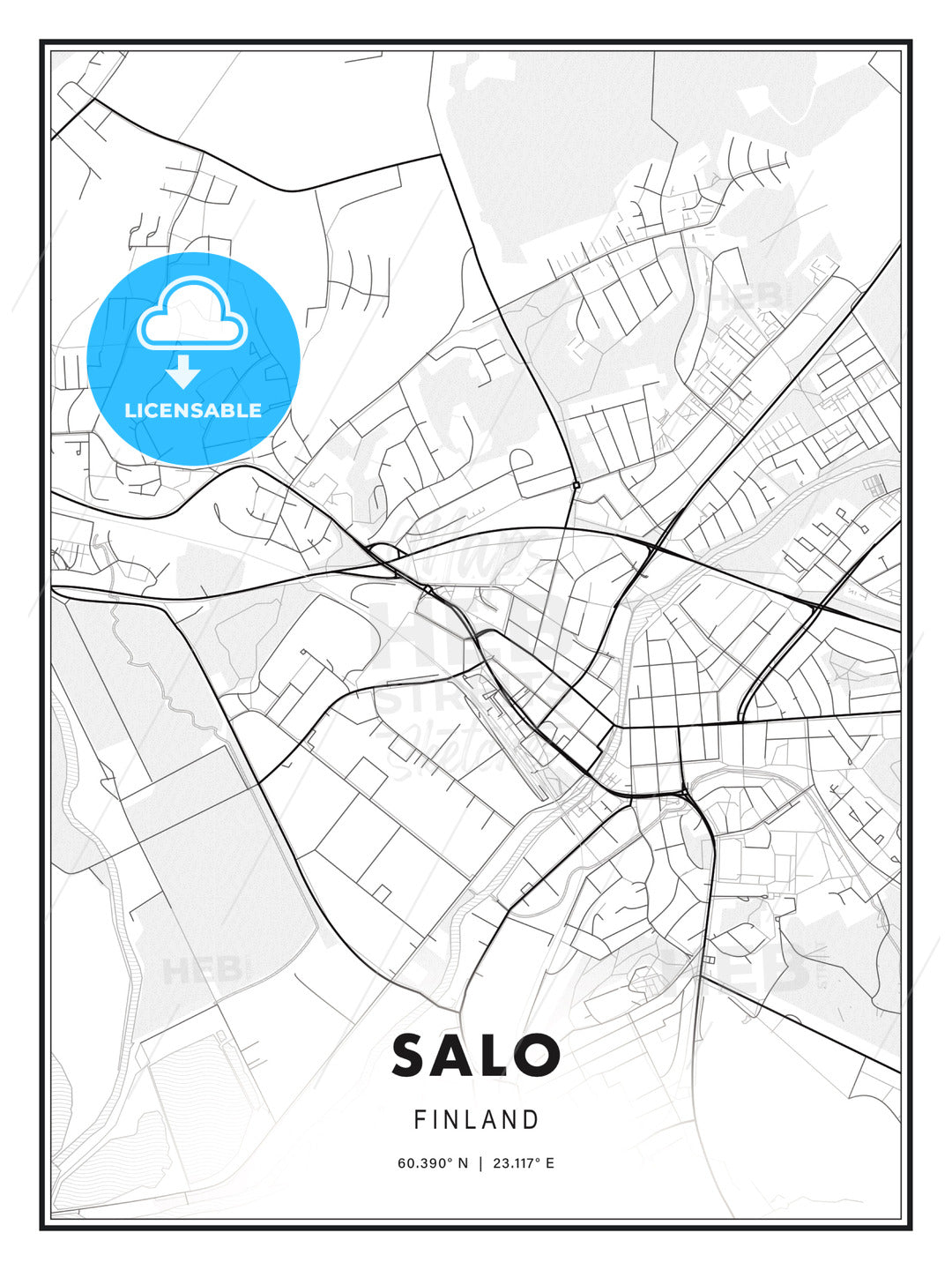 Salo, Finland, Modern Map Print Template in Various Formats - HEBSTREITS
