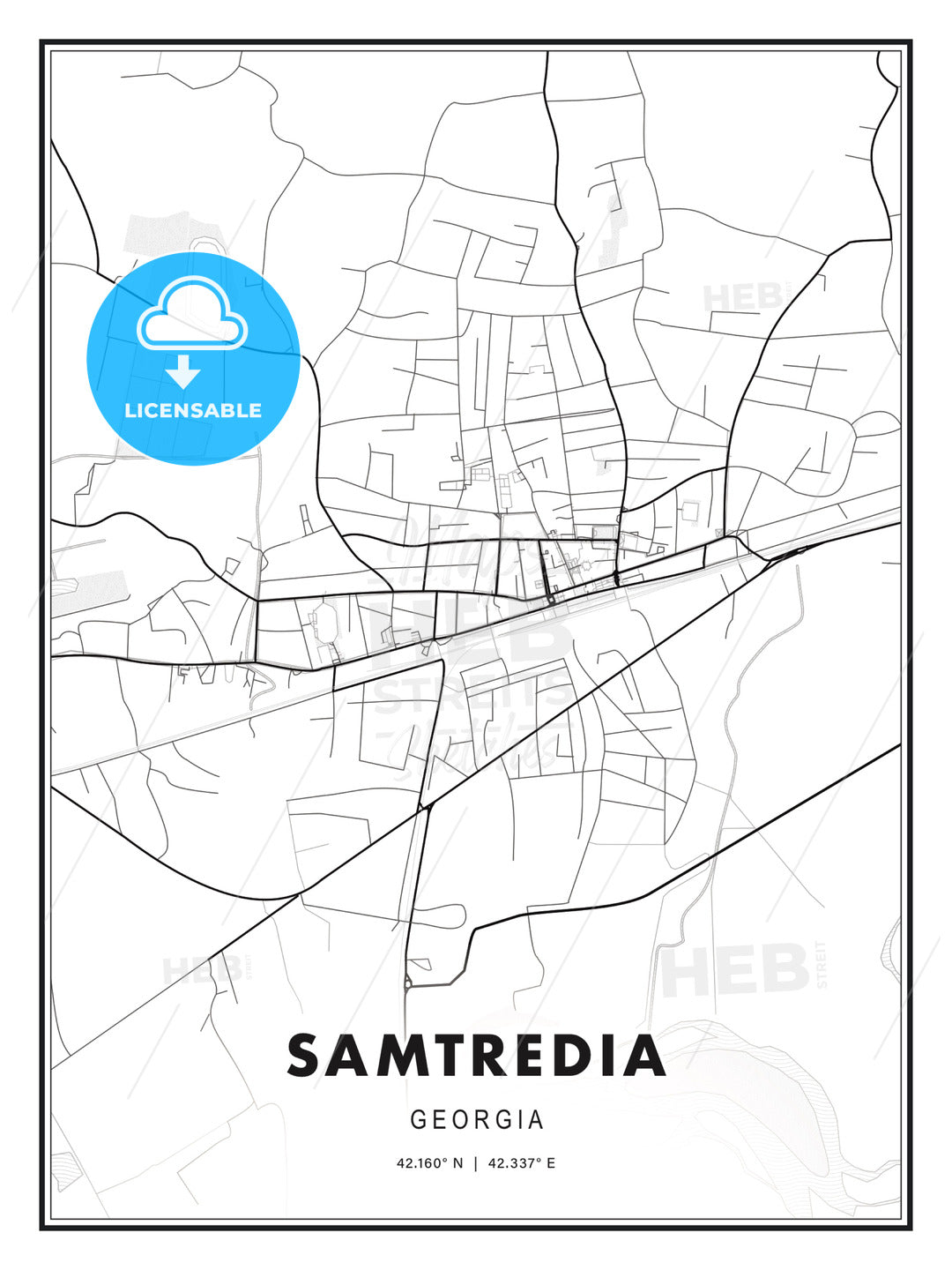 Samtredia, Georgia, Modern Map Print Template in Various Formats ...