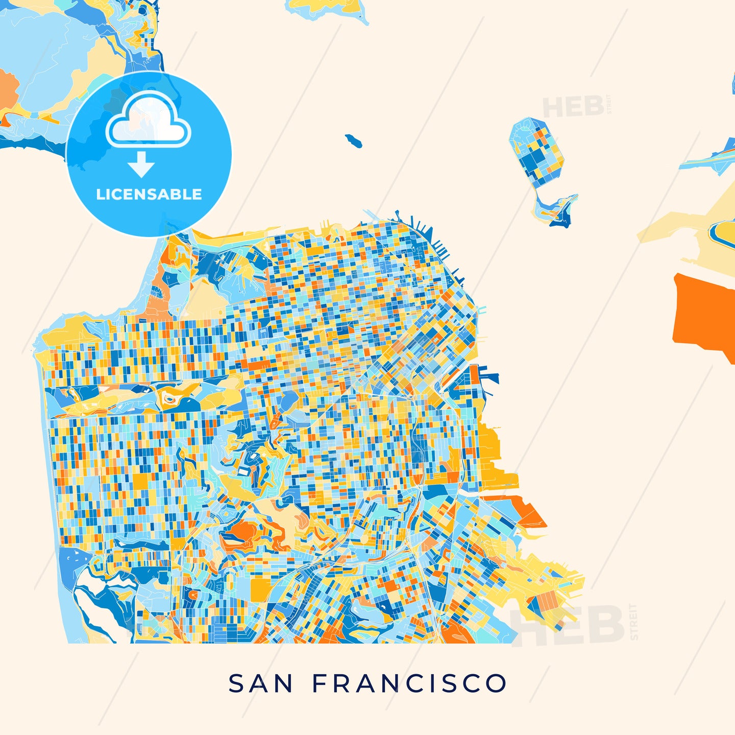 San Francisco Colorful Map Poster Template – HEBSTREITS