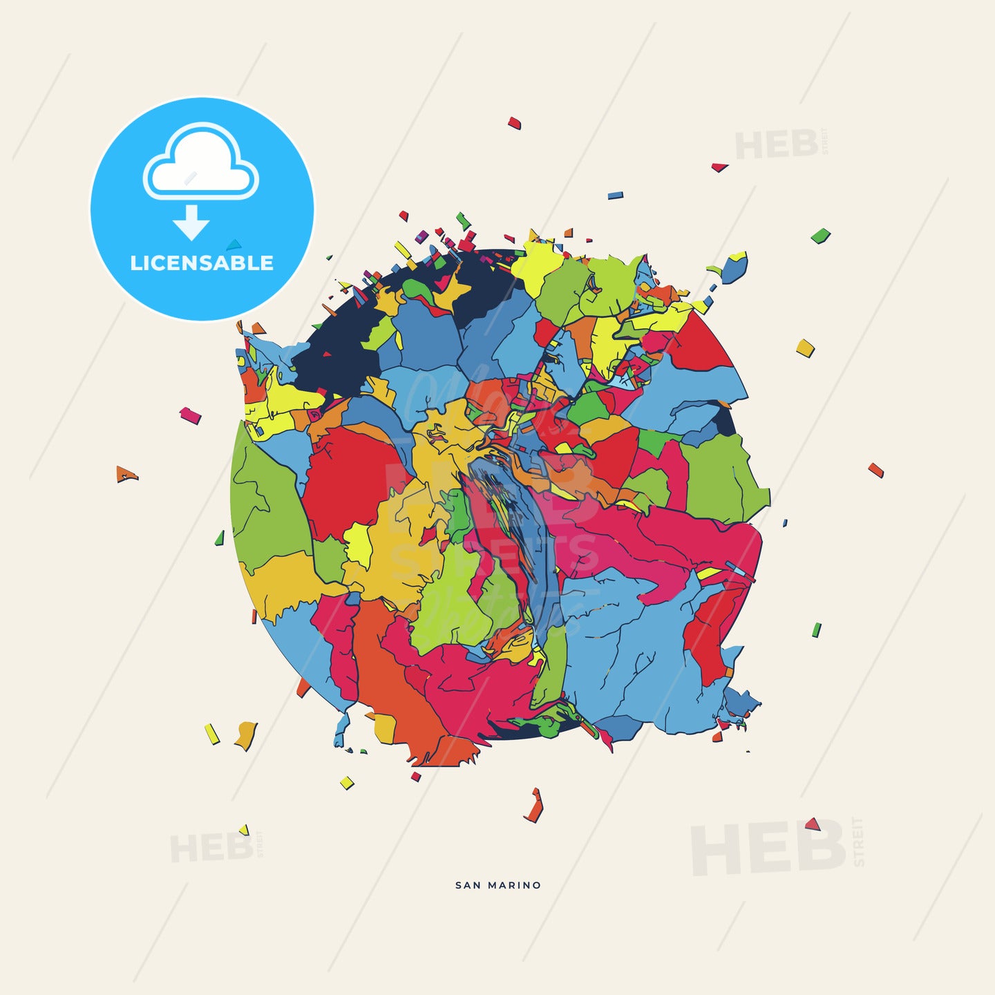 San Marino San Marino Colorful Confetti Map – HEBSTREITS