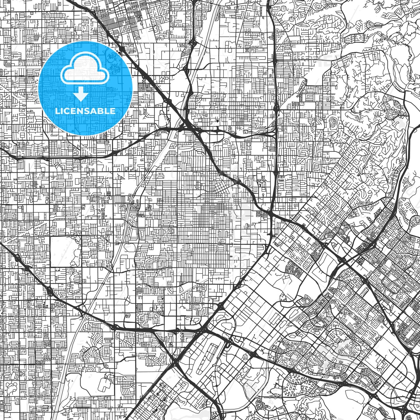 Santa Ana, California - Area Map - Light - HEBSTREITS