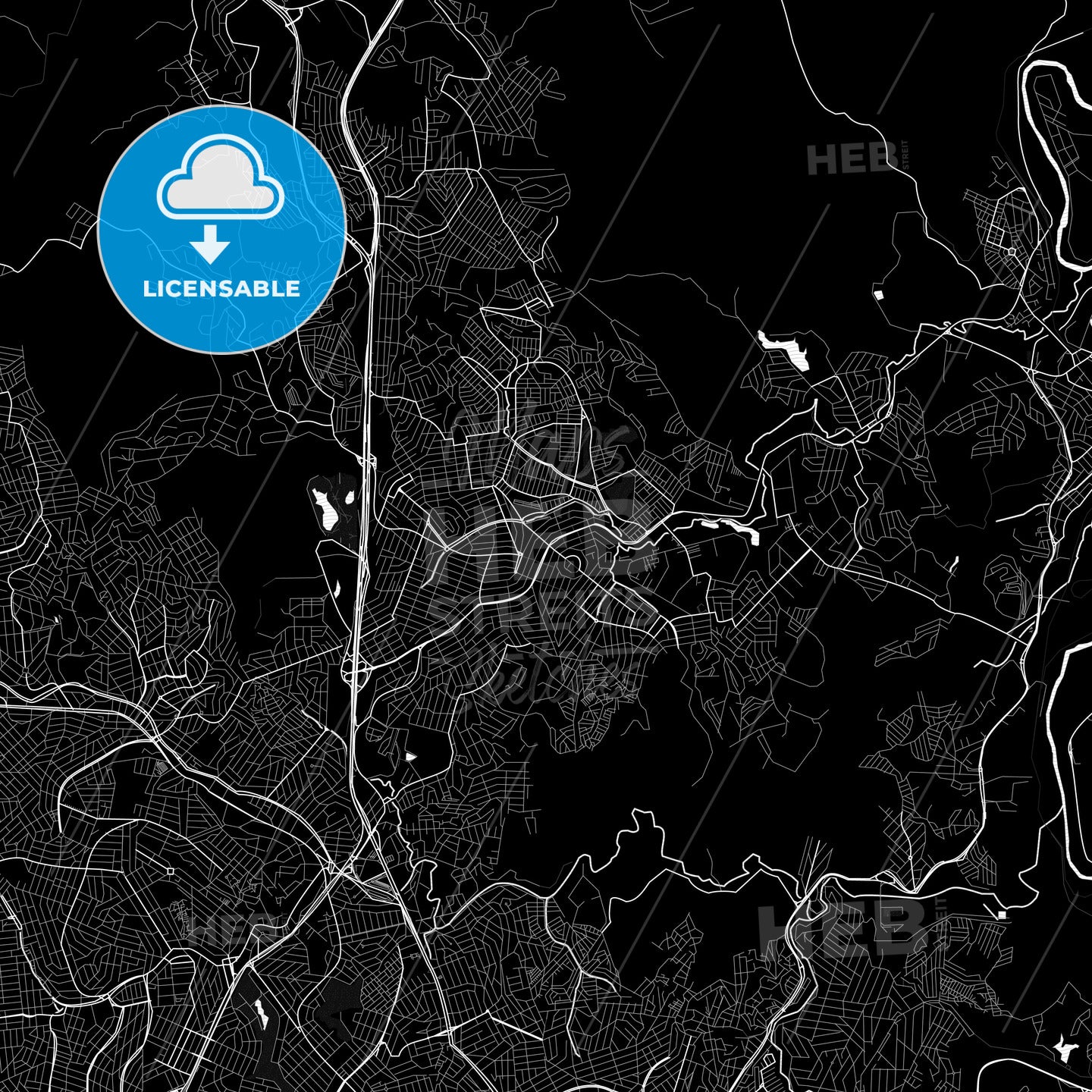 Santa Luzia, Brazil Pdf Vector Map Black And White – HEBSTREITS