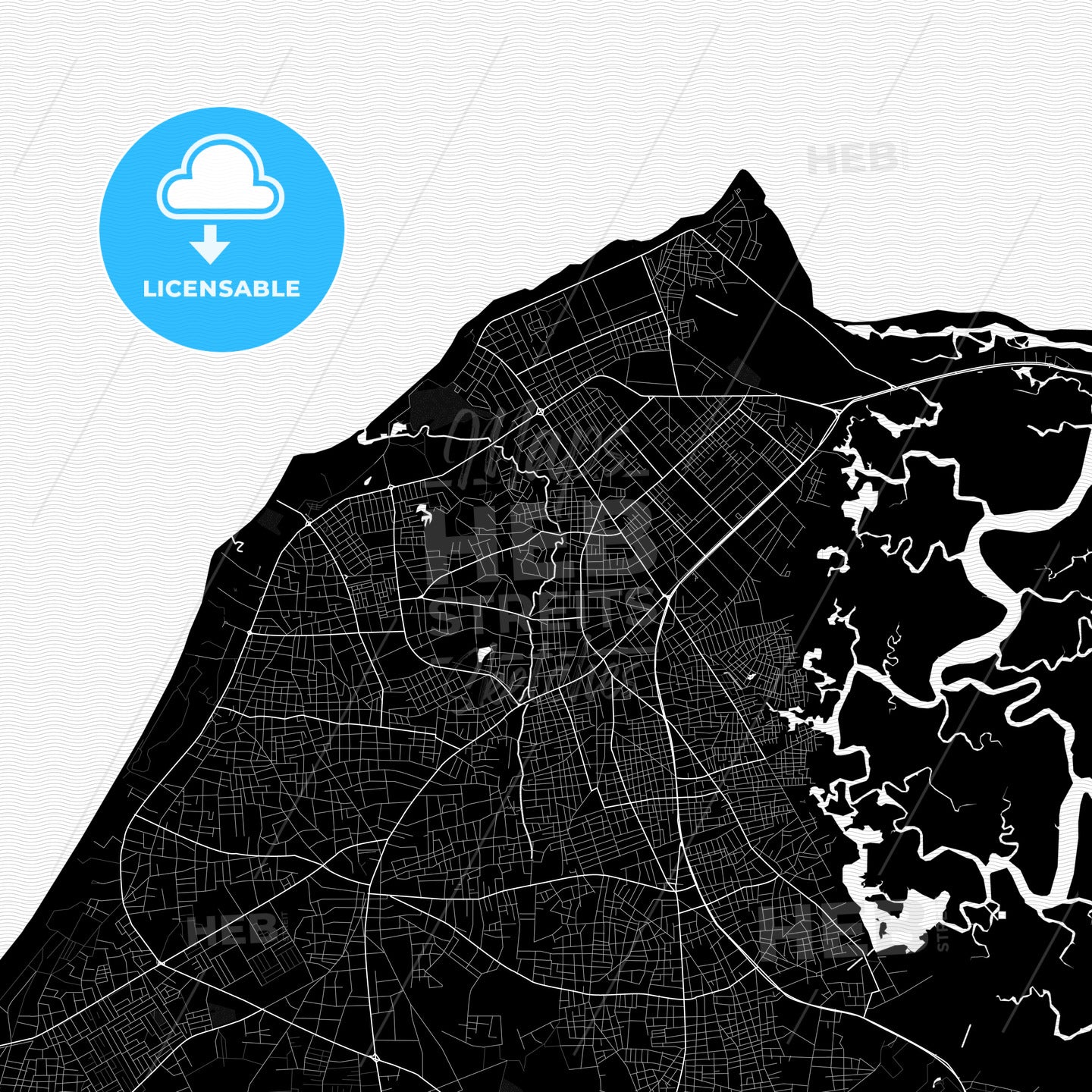 Serekunda, Gambia Pdf Vector Map Black And White – HEBSTREITS