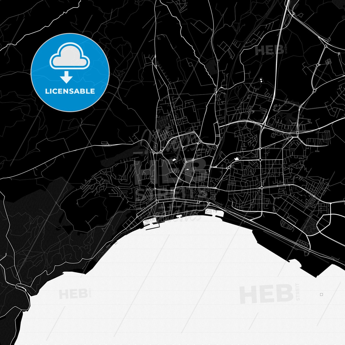Setúbal, Portugal Pdf Vector Map Black And White – HEBSTREITS