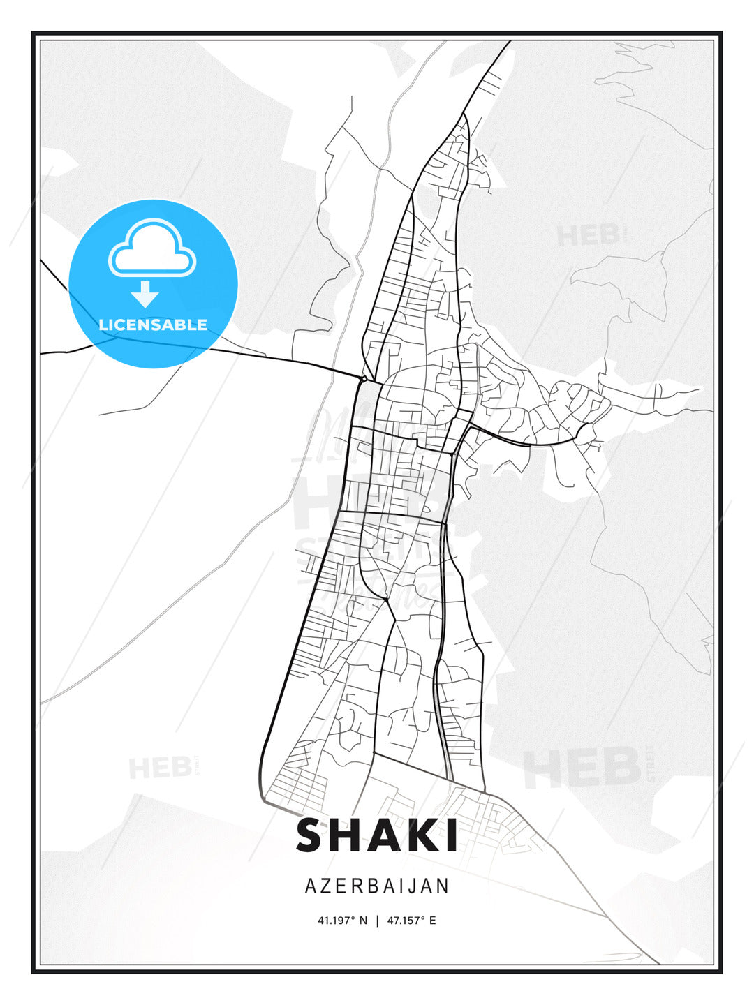 Shaki, Azerbaijan, Modern Map Print Template in Various Formats ...