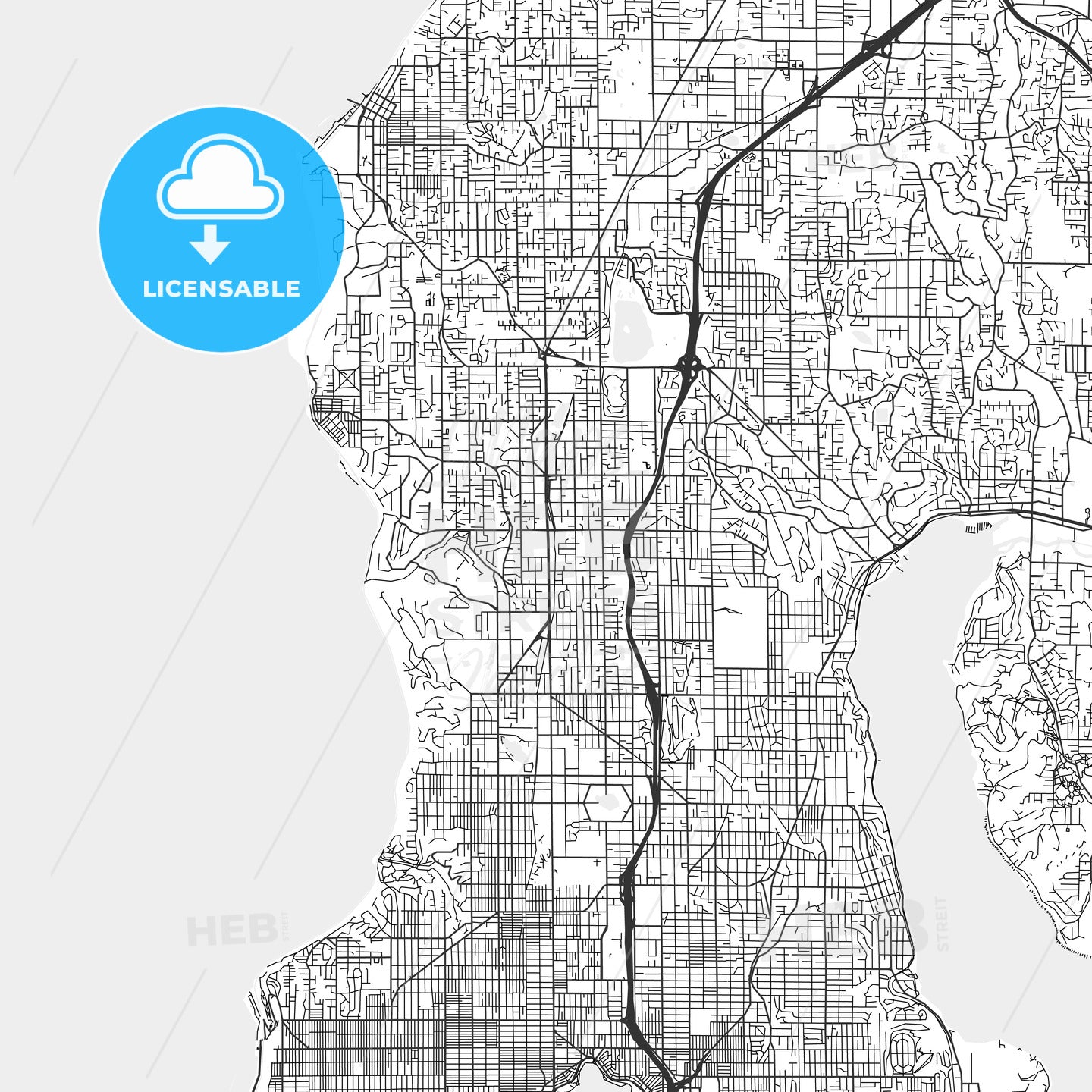 Shoreline, Washington - Area Map - Light – HEBSTREITS