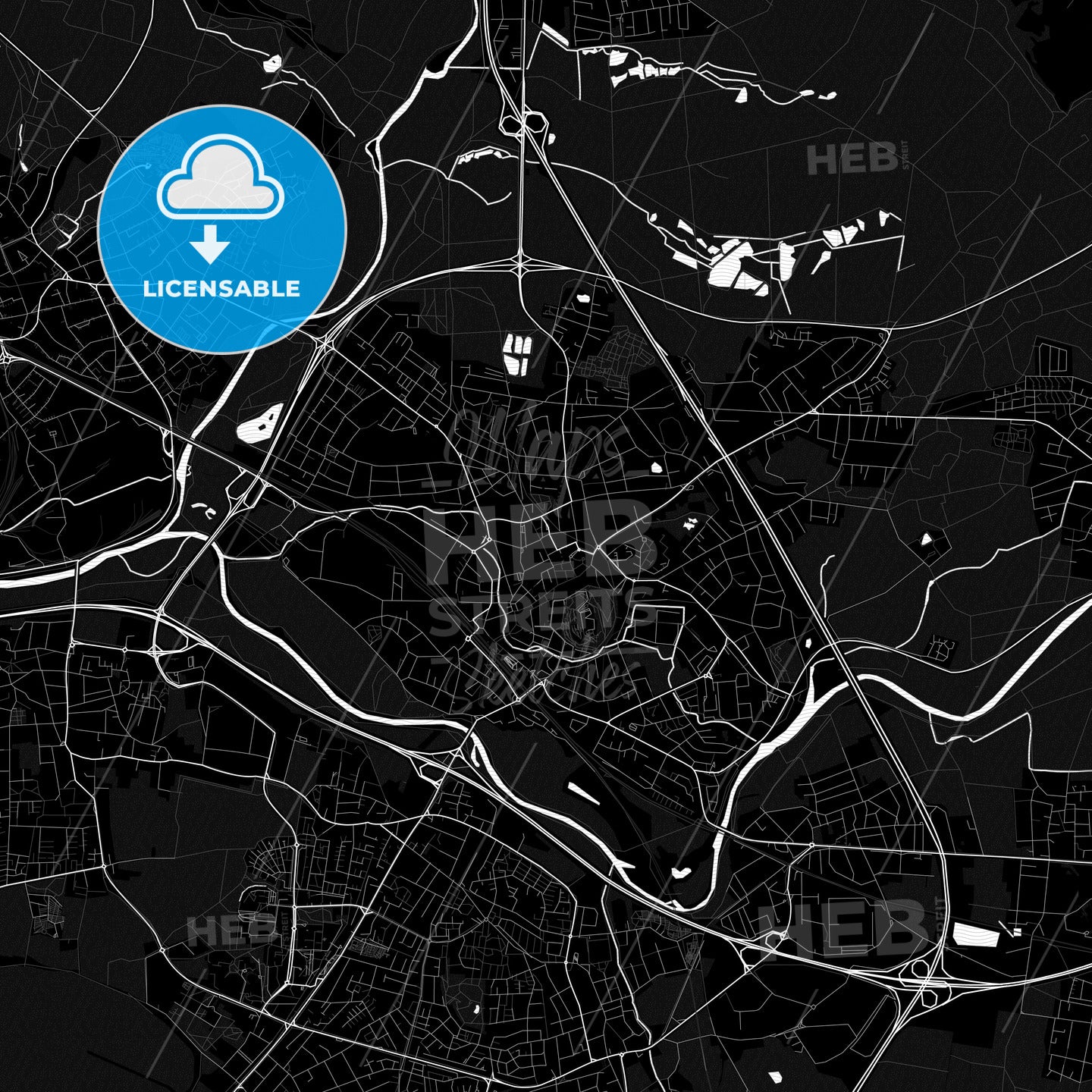 Siegburg, Germany Pdf Vector Map Black And White – HEBSTREITS