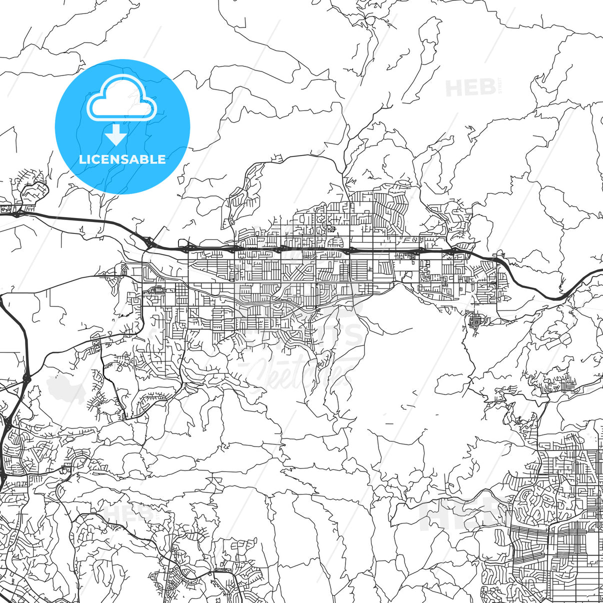 Simi Valley, California - Area Map - Light – HEBSTREITS