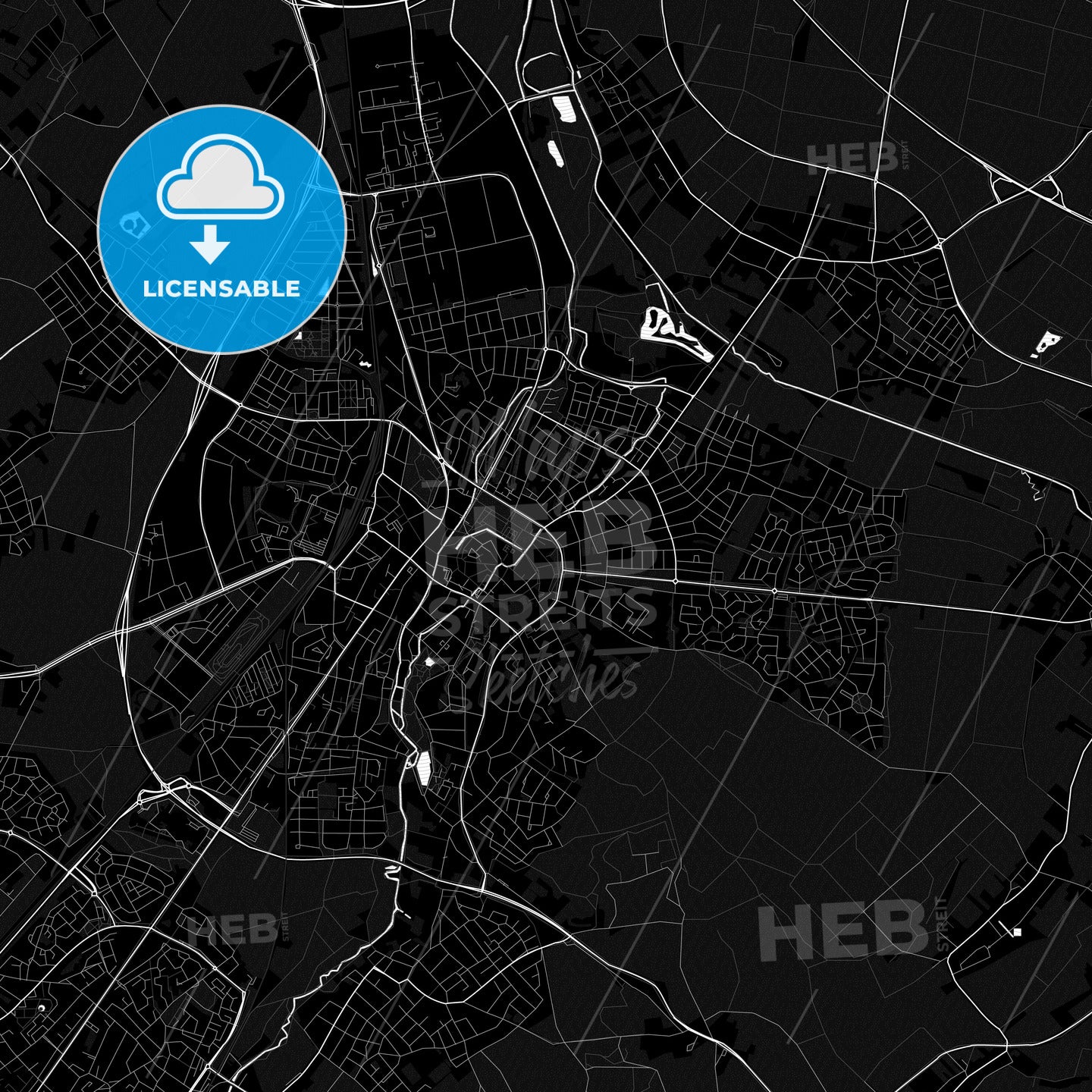 Sittard-Geleen, Netherlands Pdf Vector Map Black And White – HEBSTREITS