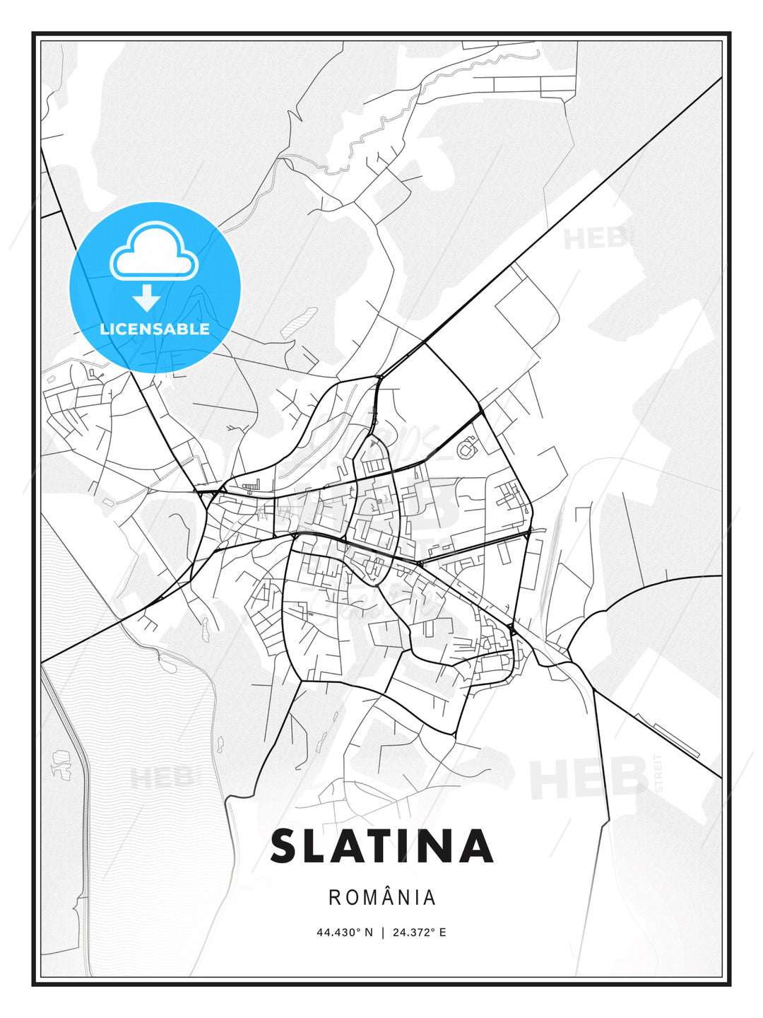 Slatina, Romania, Modern Map Print Template in Various Formats - HEBSTREITS