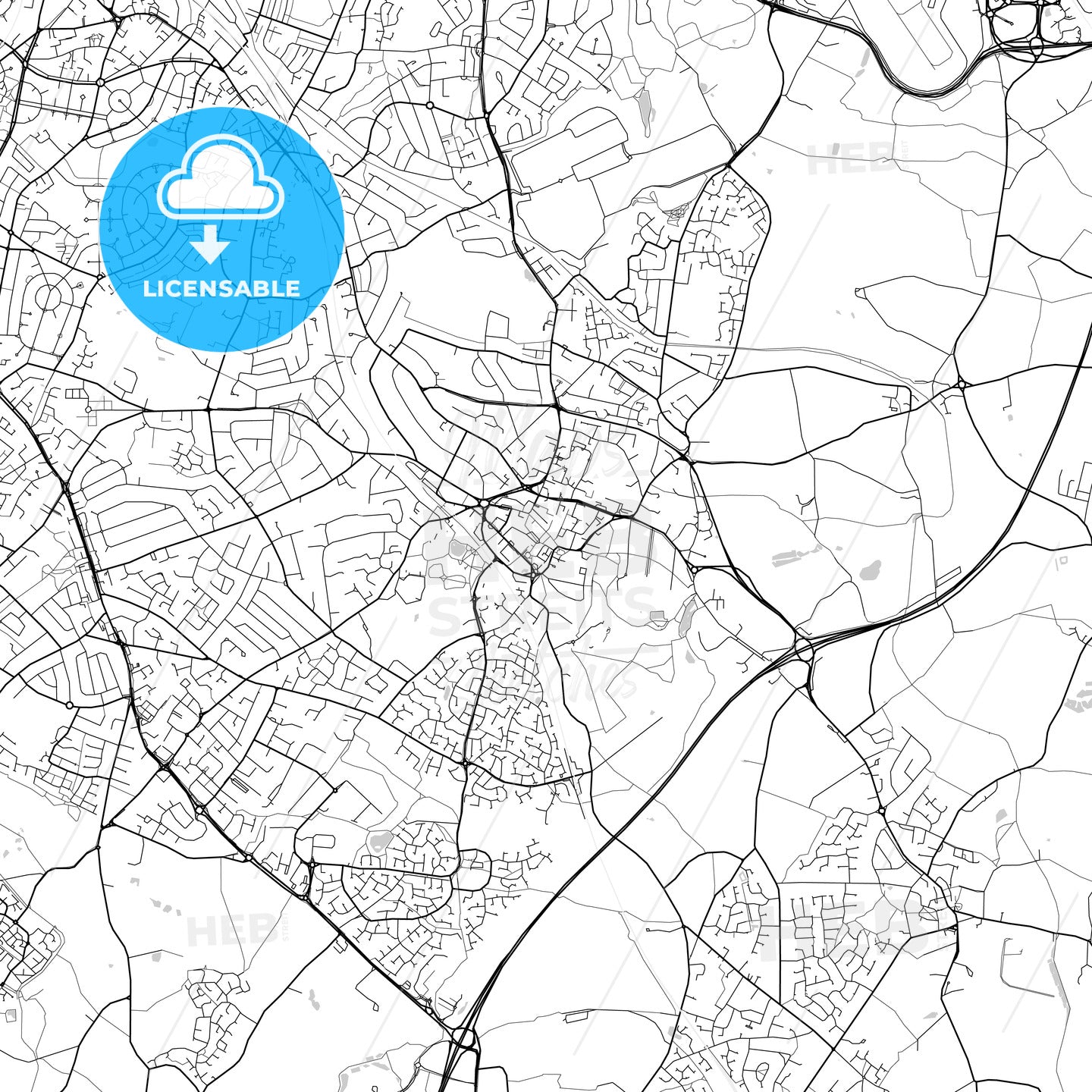 Solihull, England, UK, Vector Map - Light - HEBSTREITS