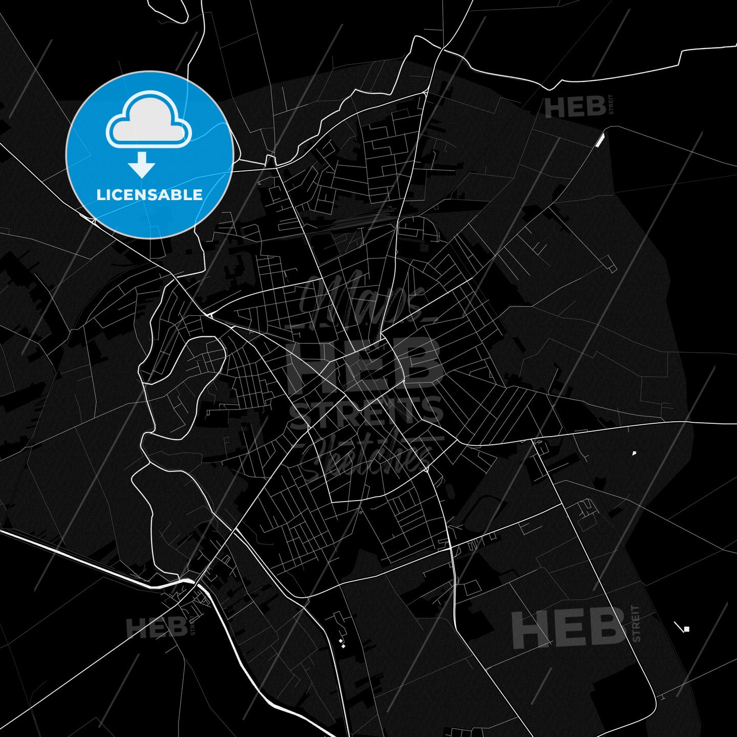 Sombor, Serbia Pdf Vector Map Black And White – HEBSTREITS