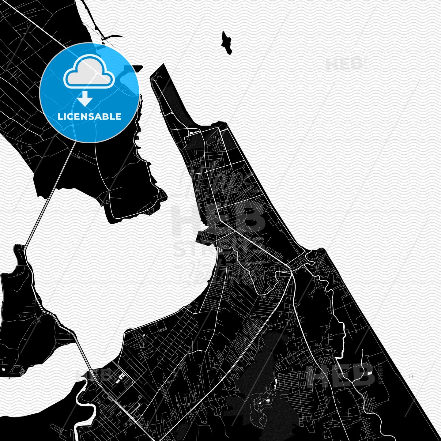 Songkhla, Thailand Pdf Vector Map Black And White – HEBSTREITS