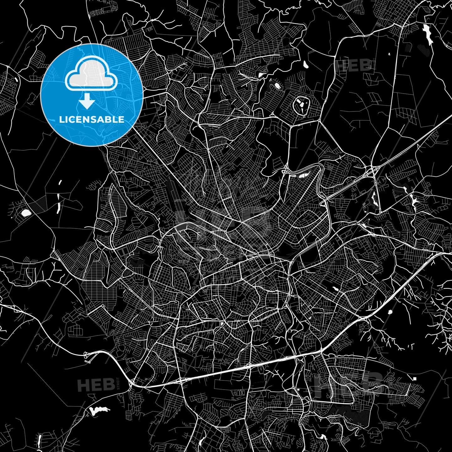 Sorocaba, Brazil Pdf Vector Map Black And White – HEBSTREITS