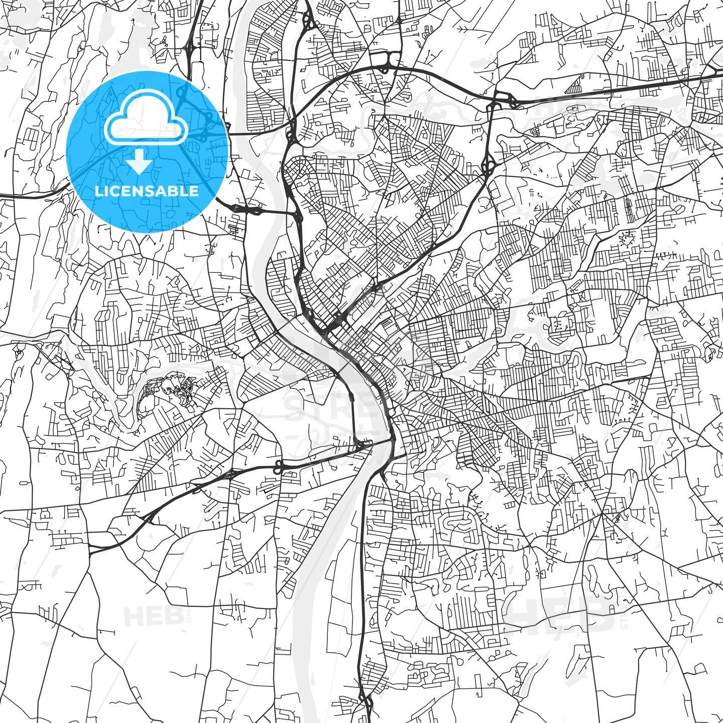 Springfield, Massachusetts - Area Map - Light – HEBSTREITS