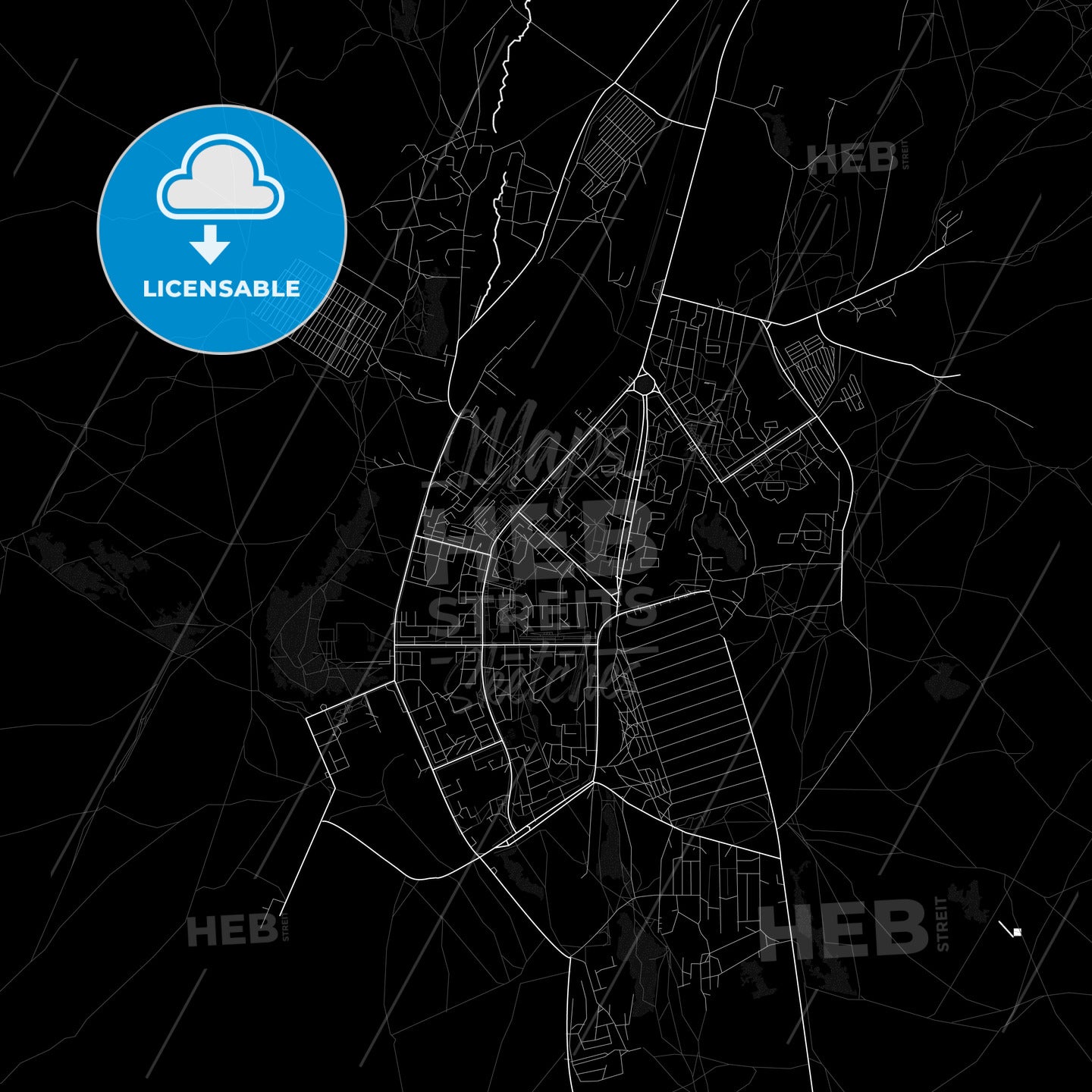 Stepnogorsk, Kazakhstan Pdf Vector Map Black And White – HEBSTREITS
