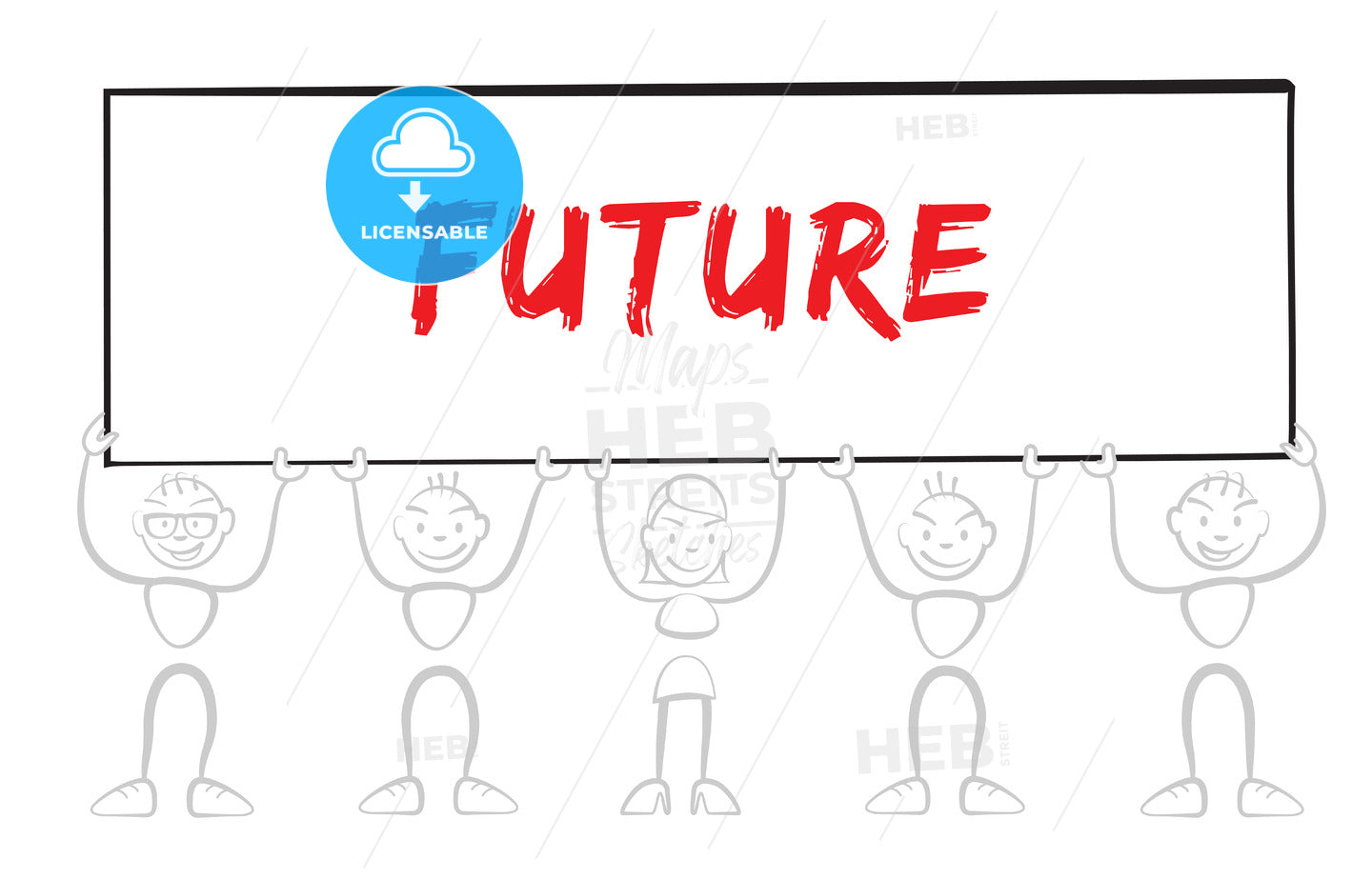 Stickman Holding Sign With Inscription Future – HEBSTREITS