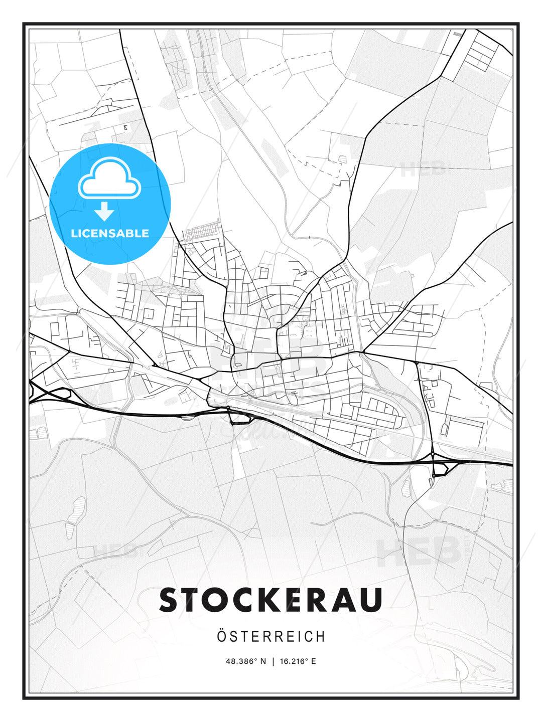 Stockerau, Austria, Modern Map Print Template in Various Formats ...