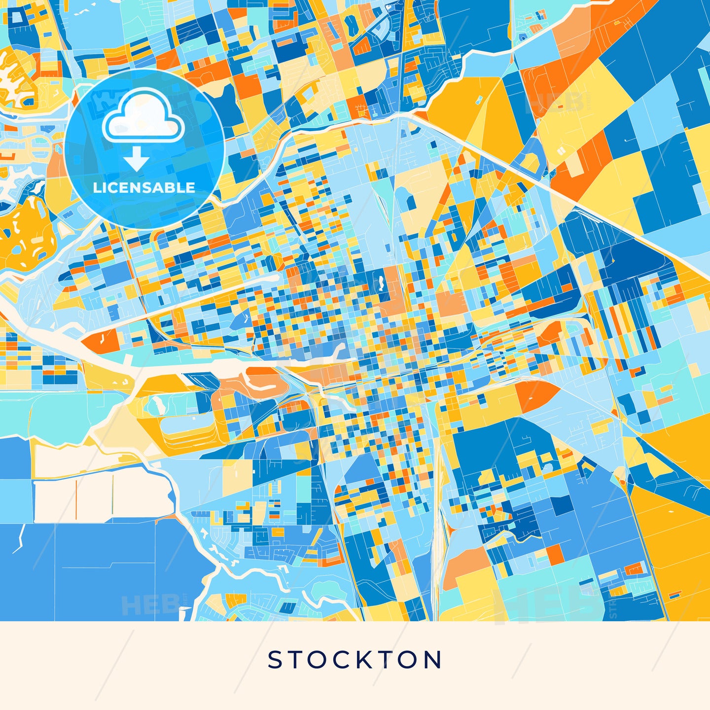 Stockton Colorful Map Poster Template – HEBSTREITS